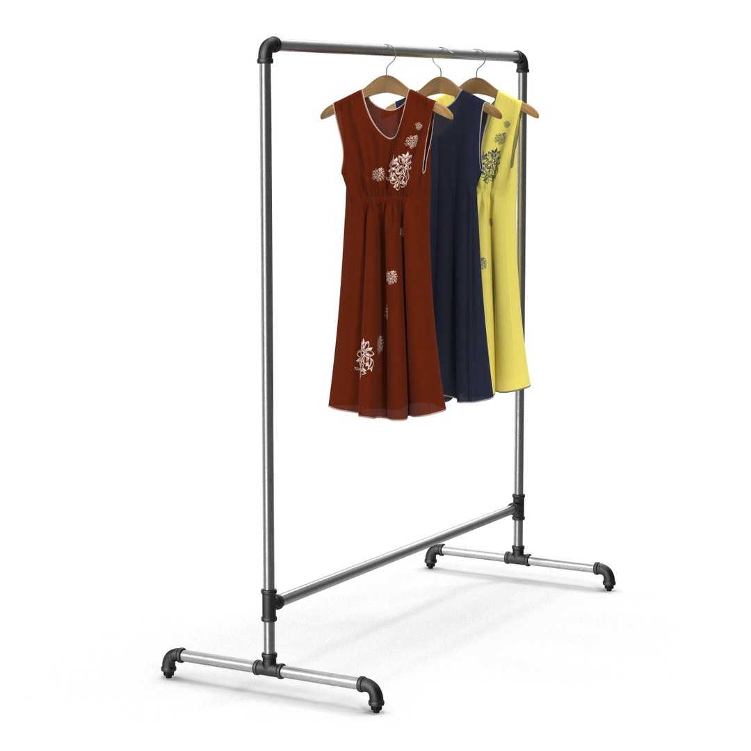 iron clothing rack 4 obj