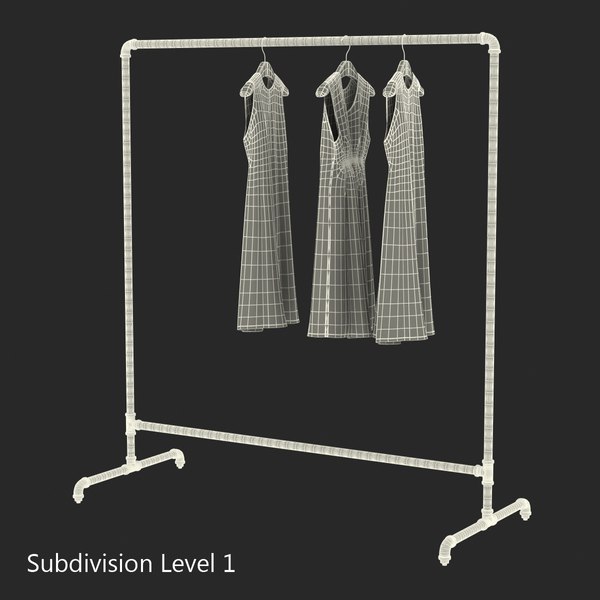 iron clothing rack 4 obj