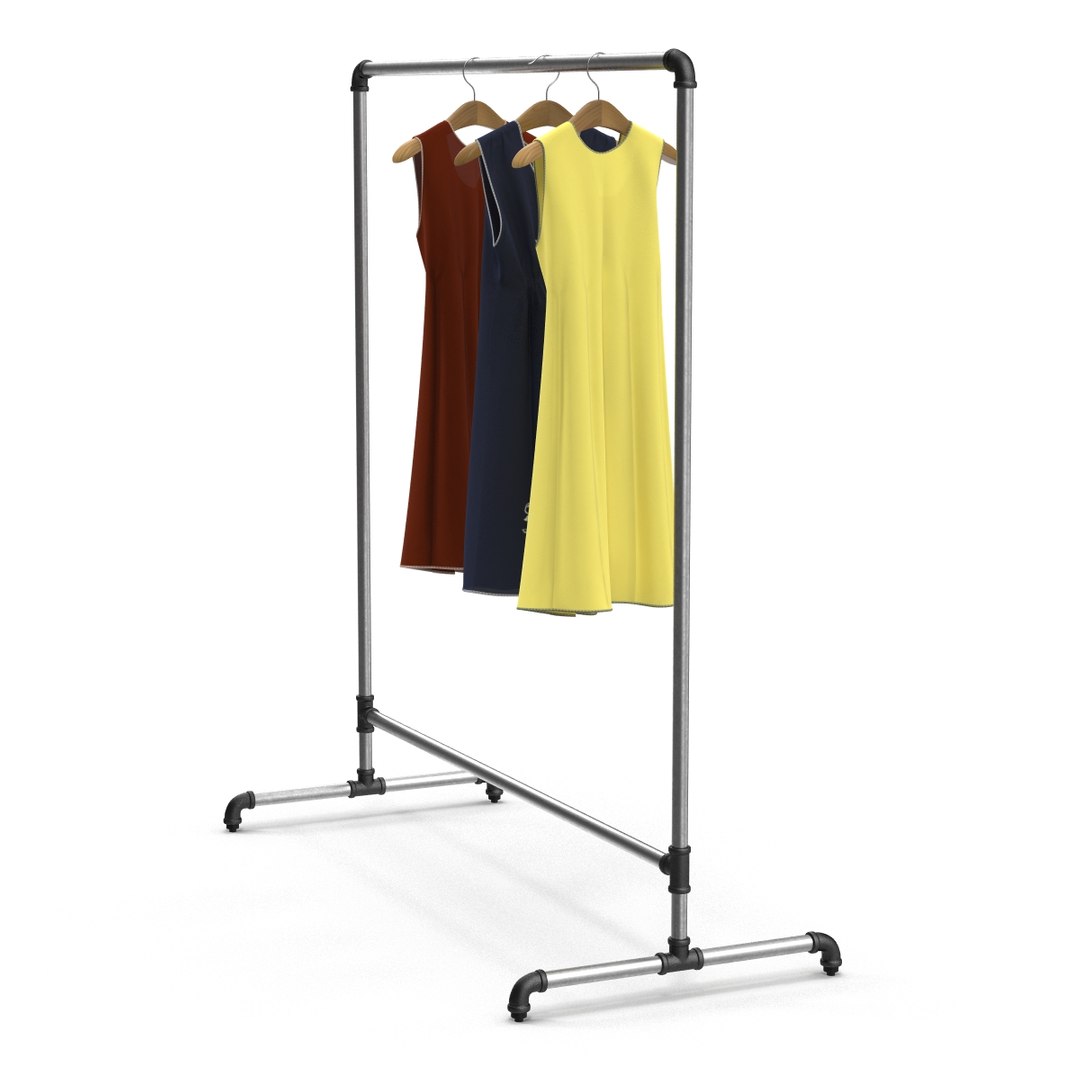 iron clothing rack 4 obj
