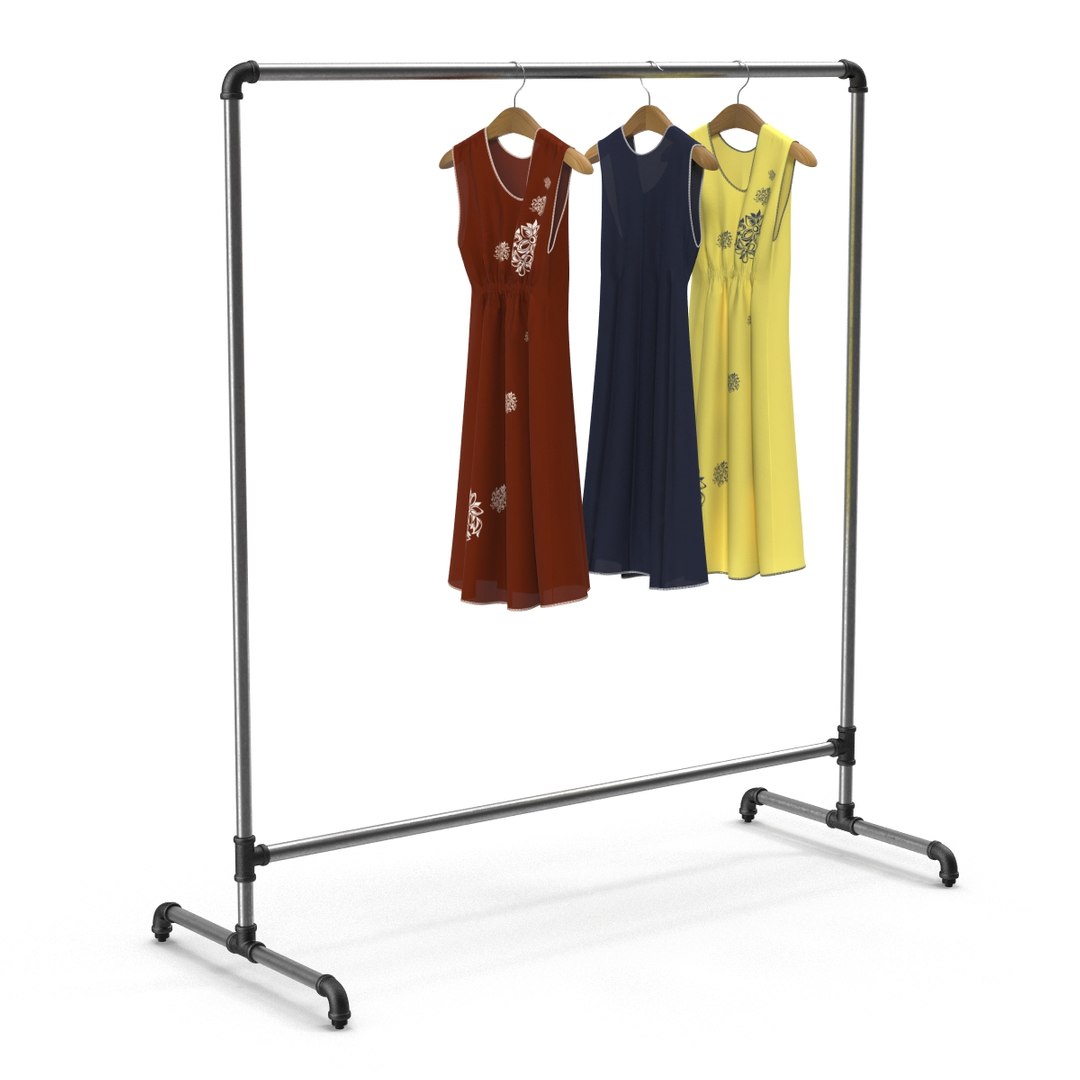 iron clothing rack 4 obj