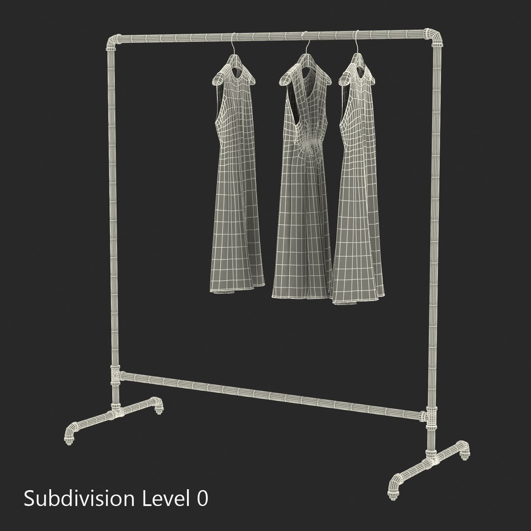 iron clothing rack 4 obj