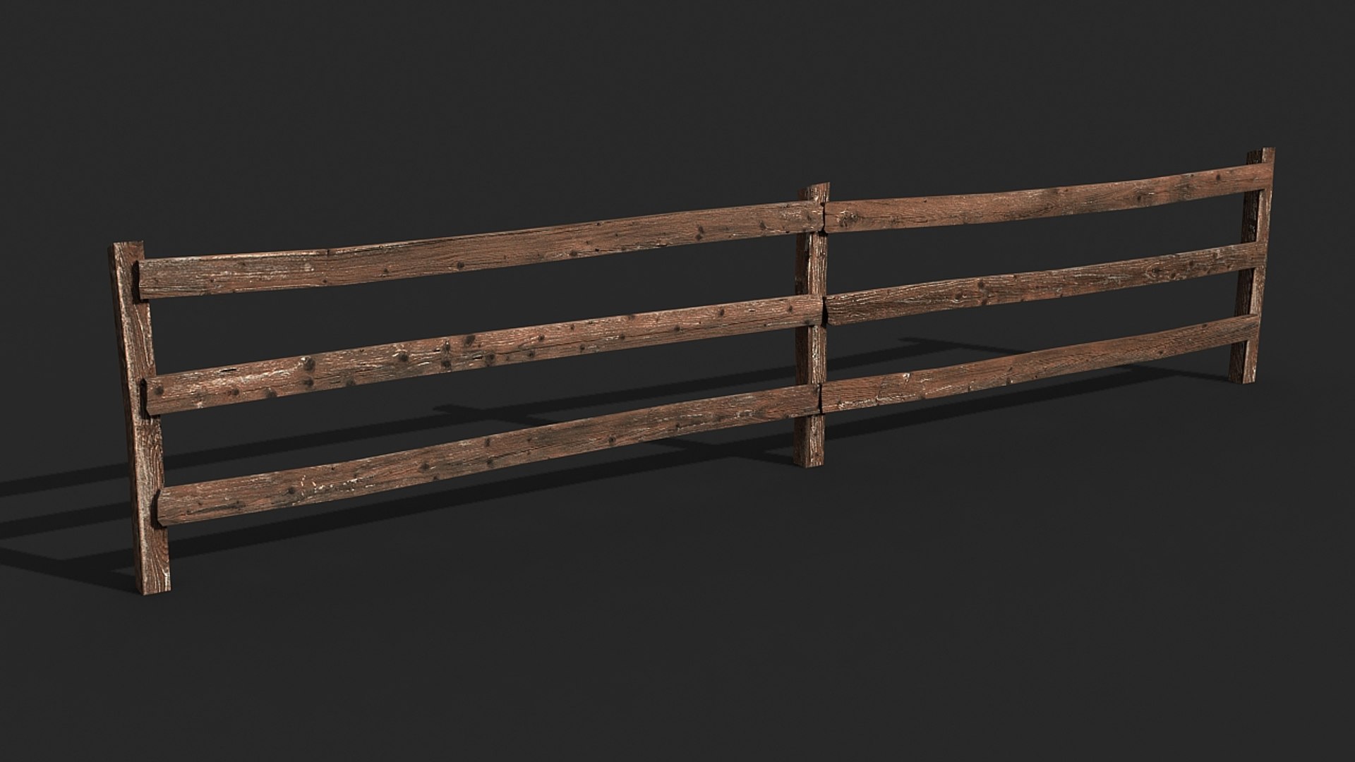 3d Model Modular Wooden Fence