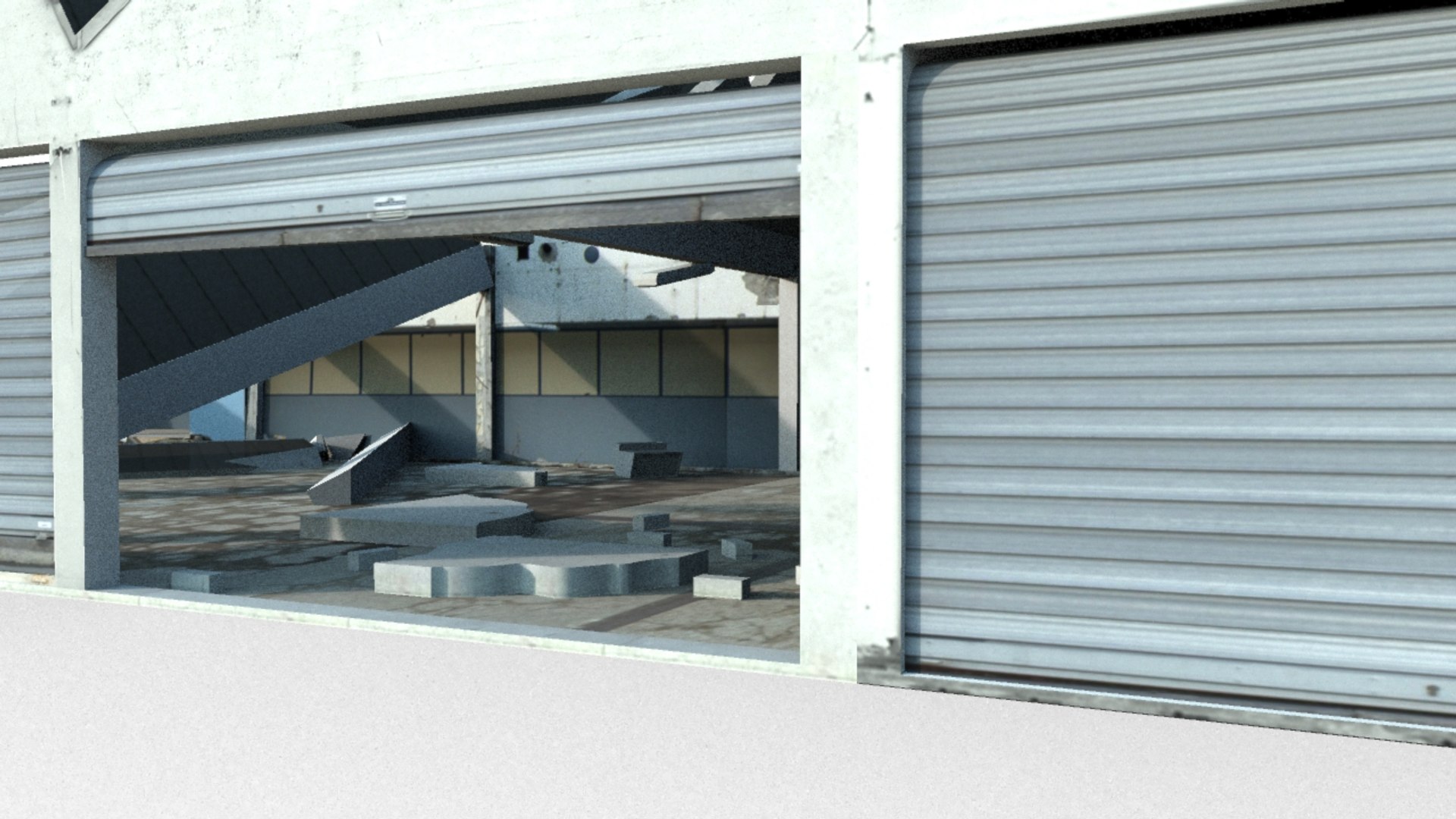 3d Destroyed Mechanical School Building