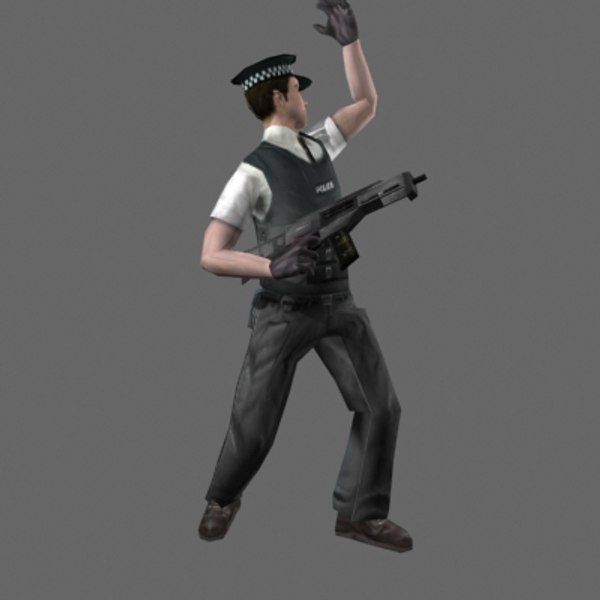 3d model armed policeman police