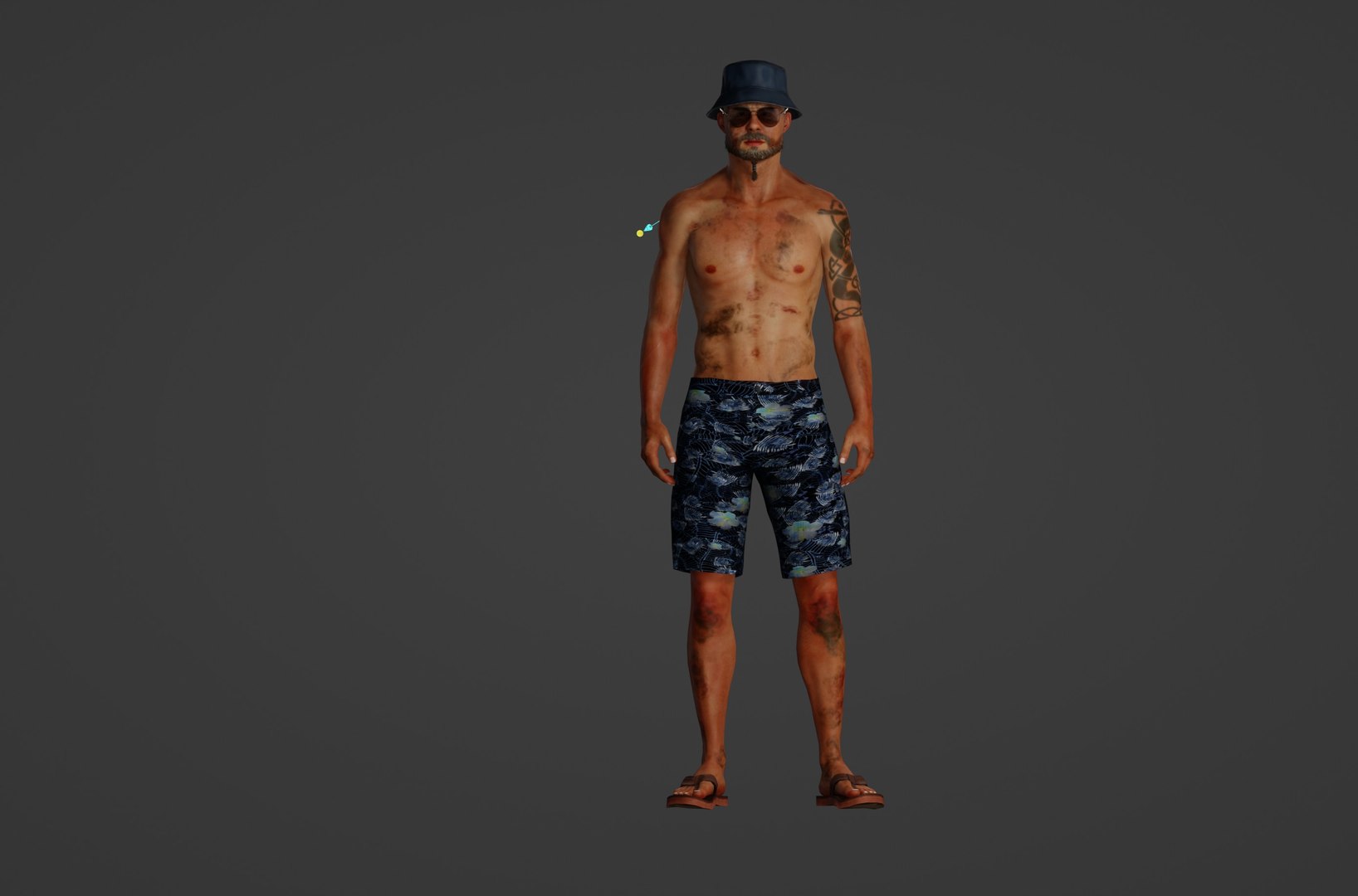 3D Dangerous Man On The Beach - TurboSquid 2136305