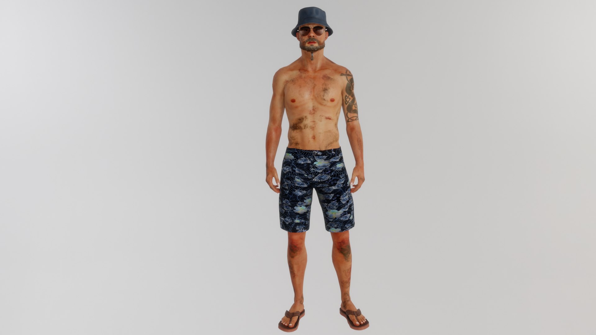 3D Dangerous Man On The Beach - TurboSquid 2136305