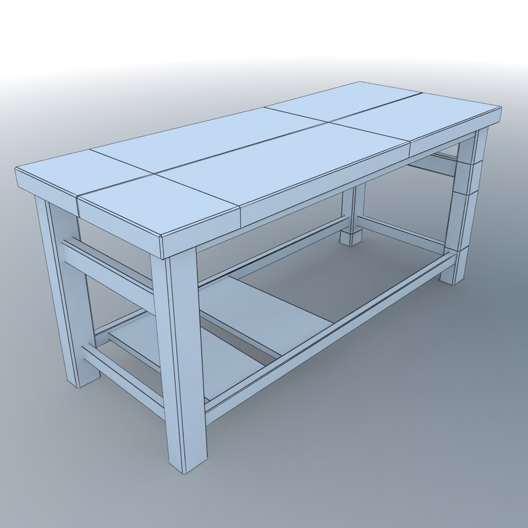 3d wooden workbench table model