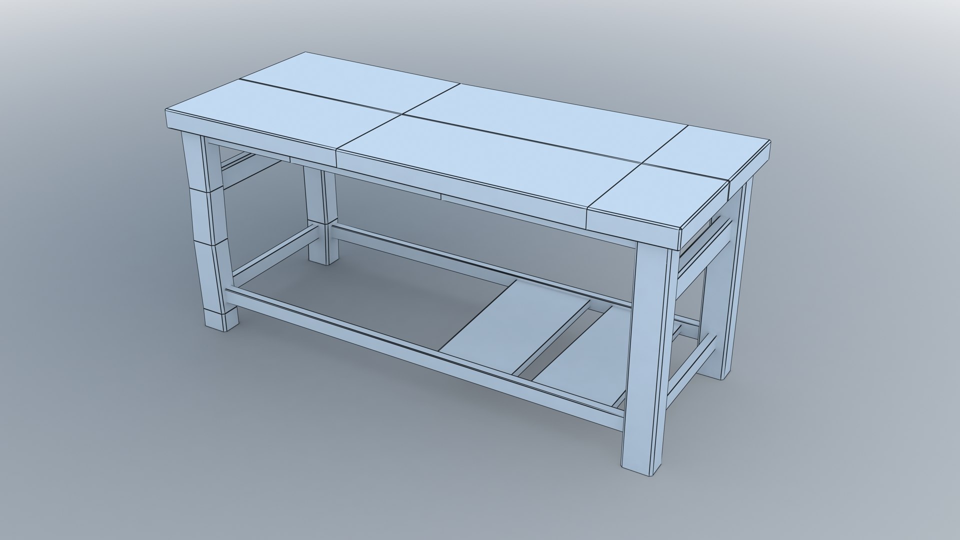 3d wooden workbench table model