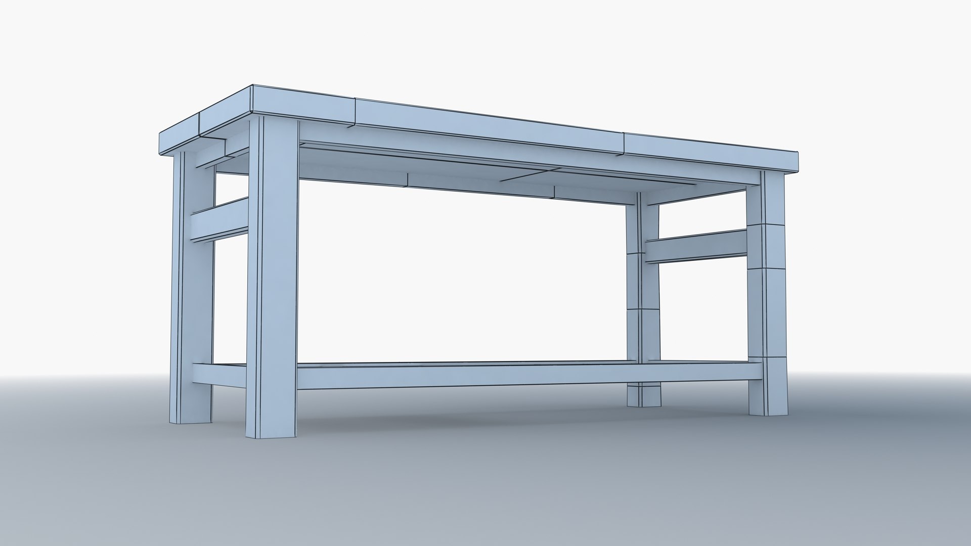 3d wooden workbench table model
