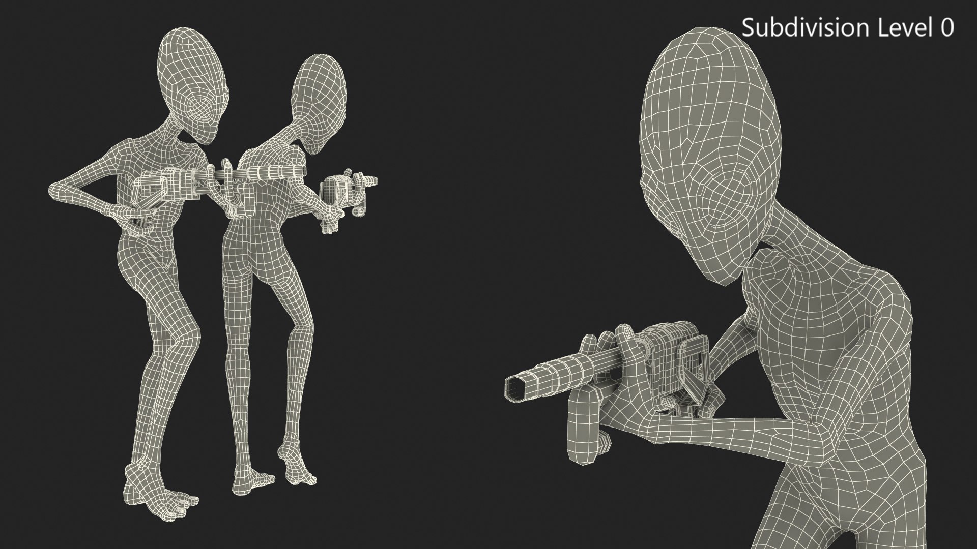 3D green alien attack pose model - TurboSquid 1631937