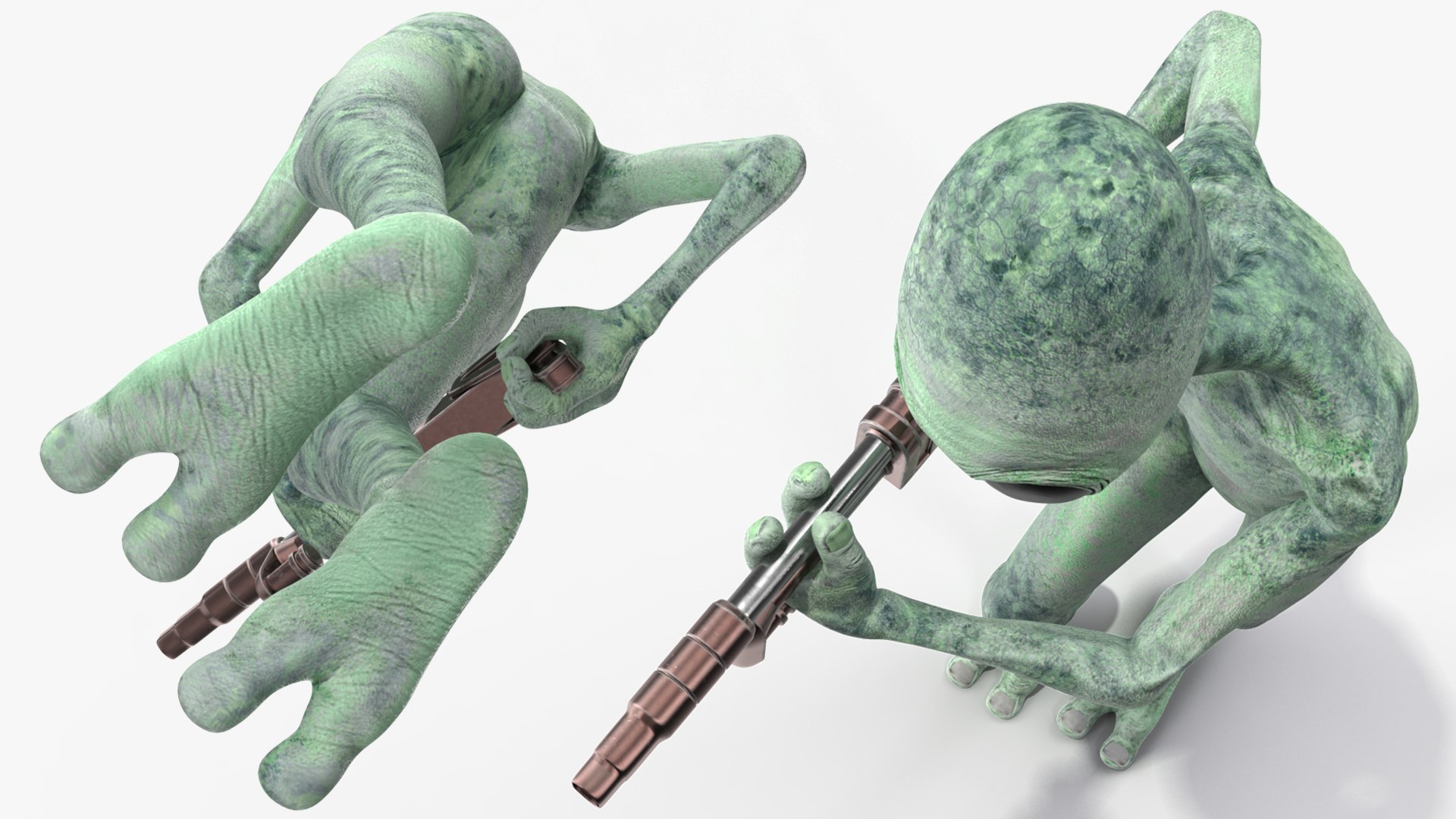 3D green alien attack pose model - TurboSquid 1631937
