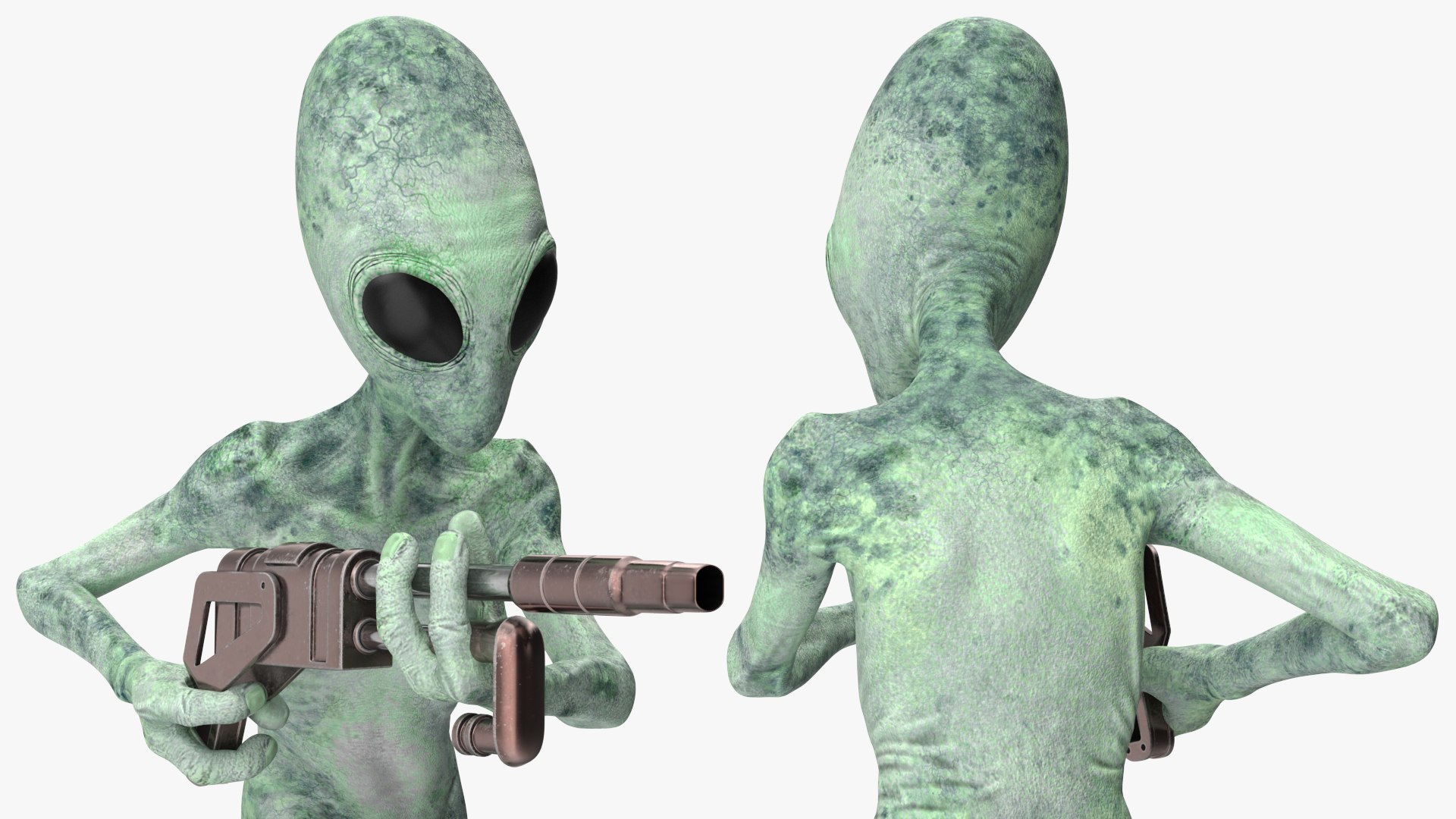 3D green alien attack pose model - TurboSquid 1631937