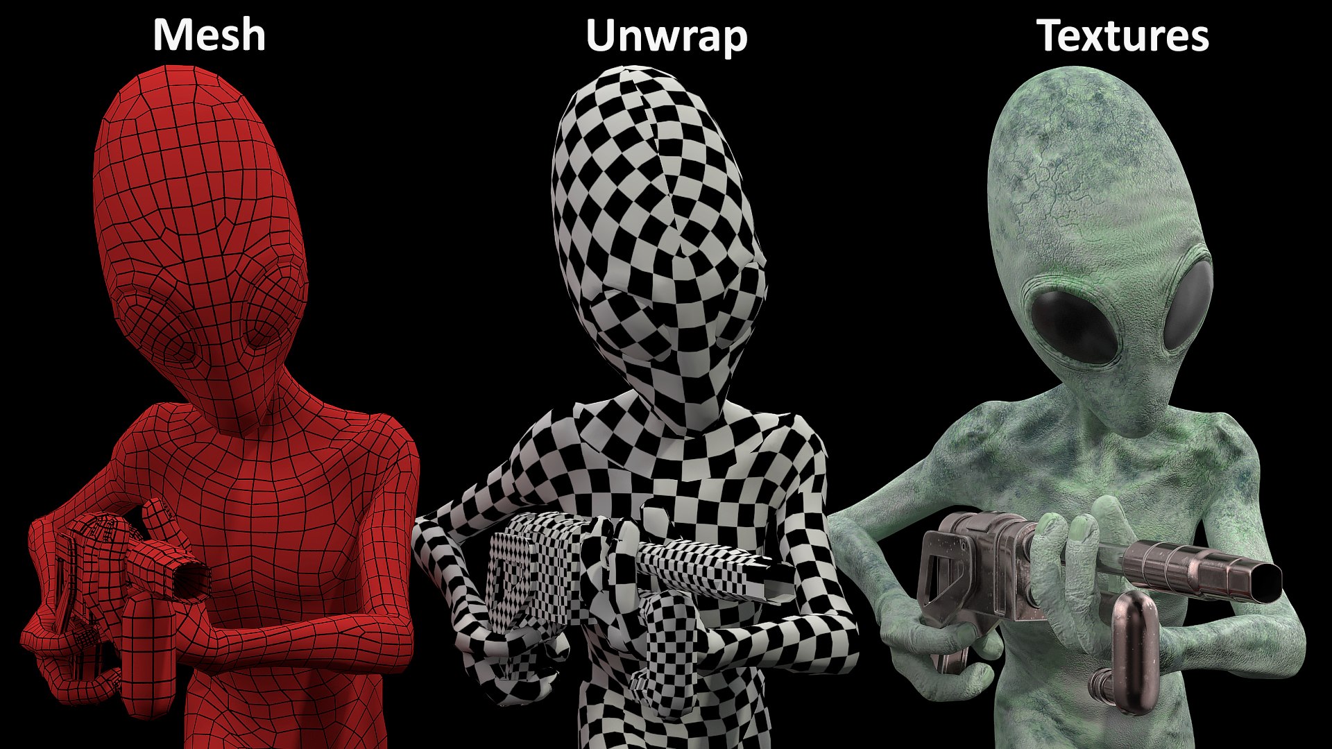 3D green alien attack pose model - TurboSquid 1631937