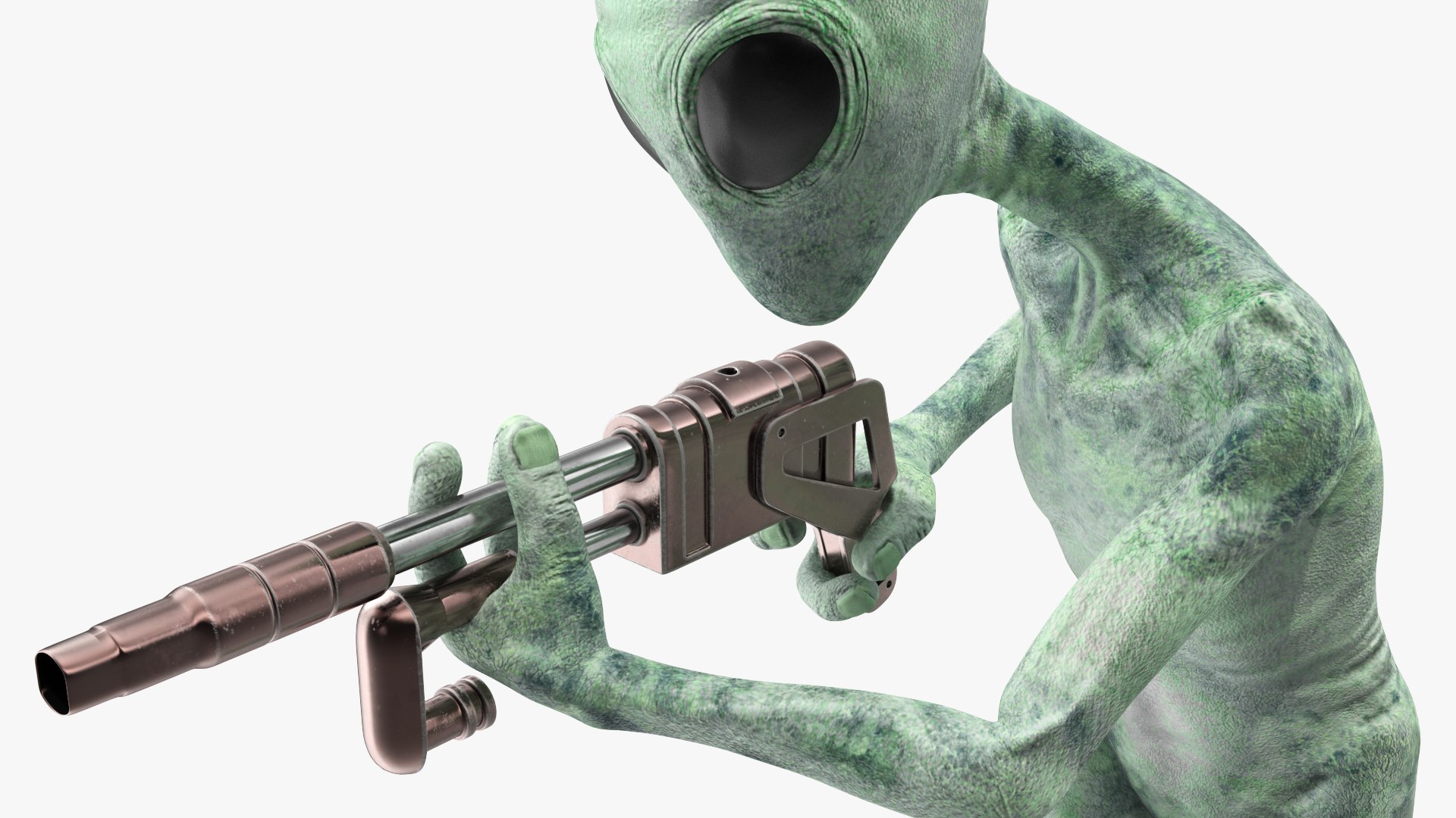 3D green alien attack pose model - TurboSquid 1631937