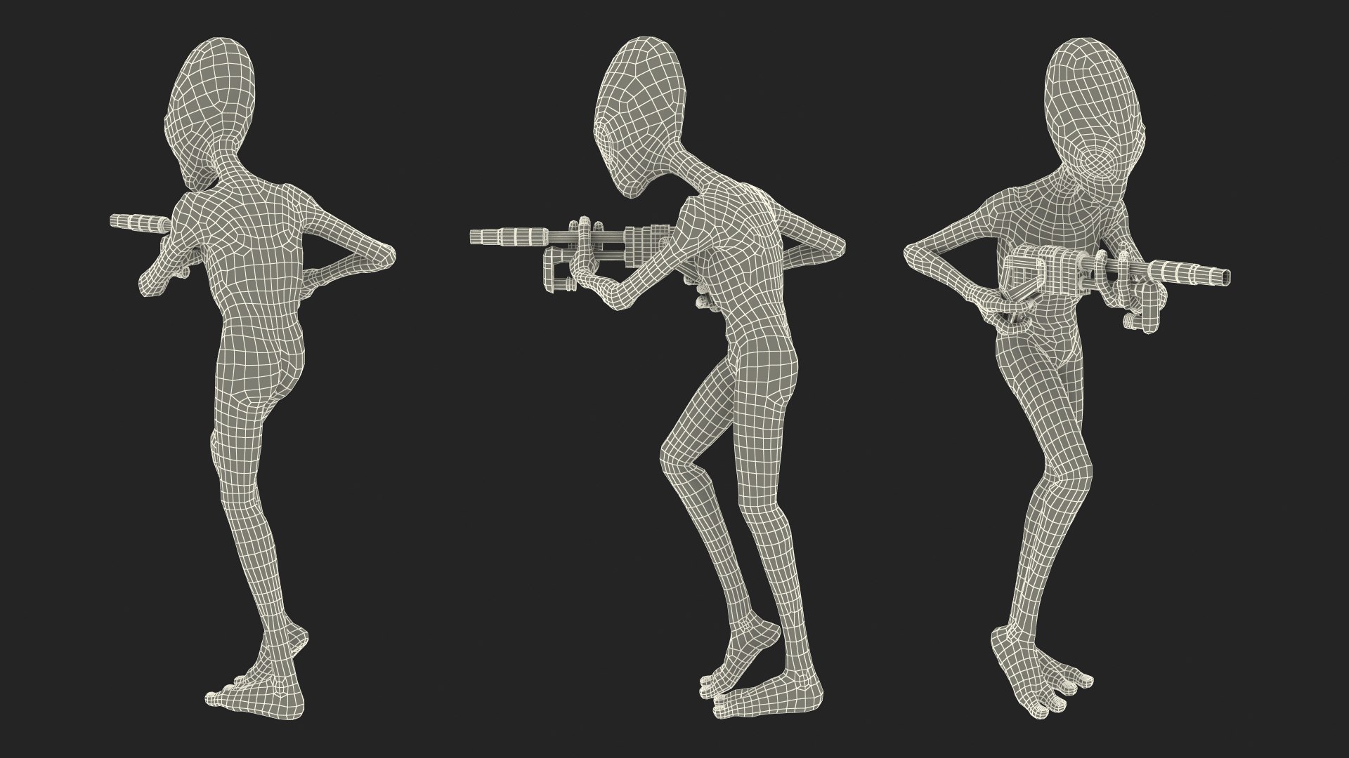 3D green alien attack pose model - TurboSquid 1631937