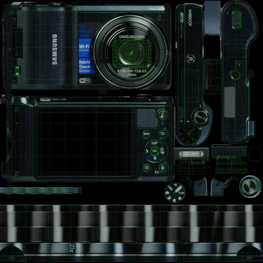 3d low-poly samsung wb800f cobalt