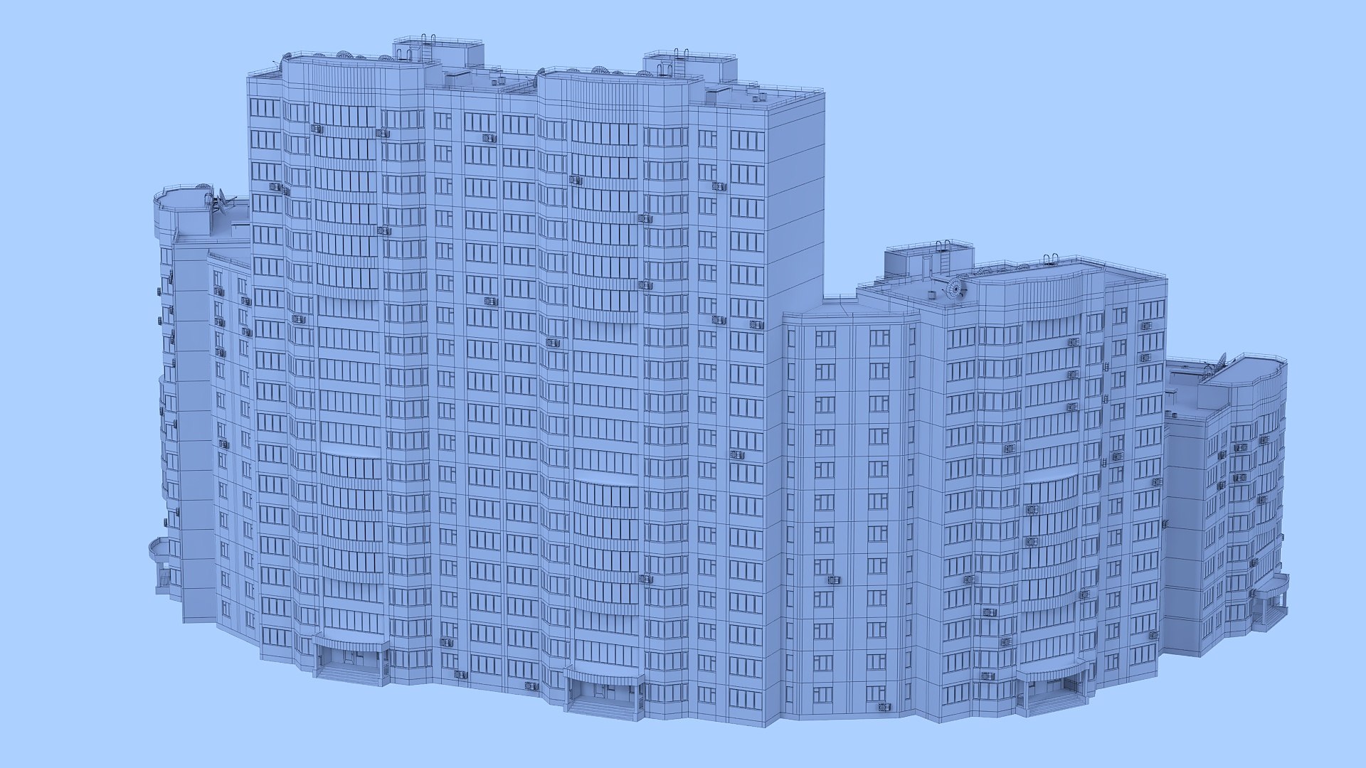 3D Model Building Floors 6 Sections - TurboSquid 2345637