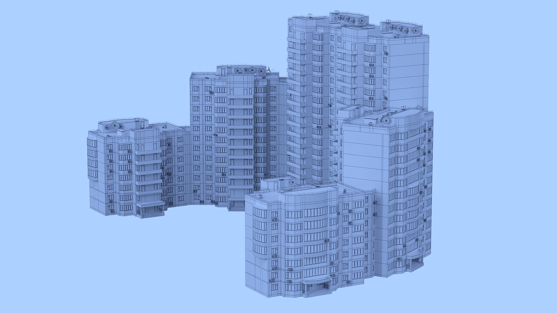 3D Model Building Floors 6 Sections - TurboSquid 2345637