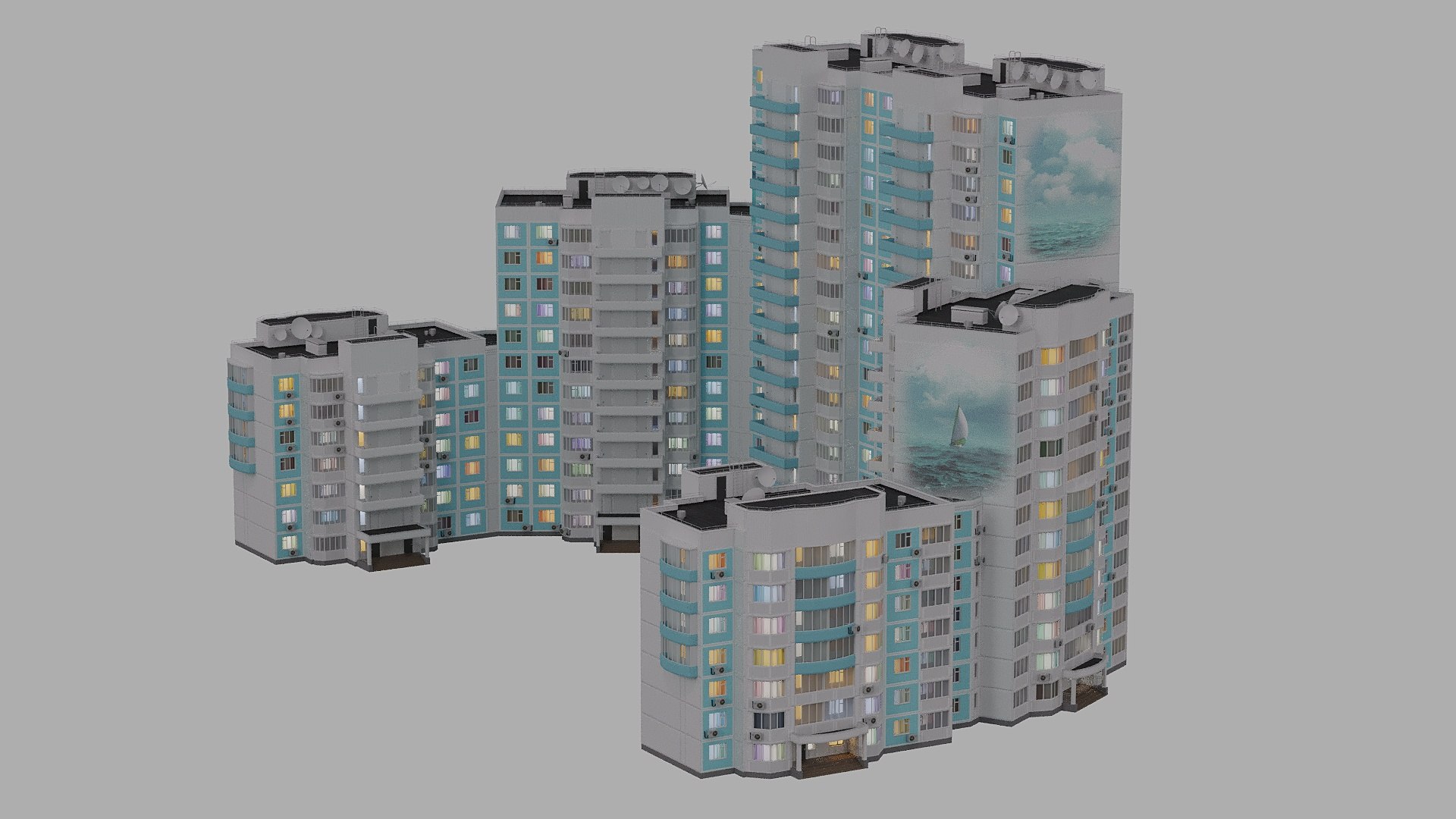 3D Model Building Floors 6 Sections - TurboSquid 2345637