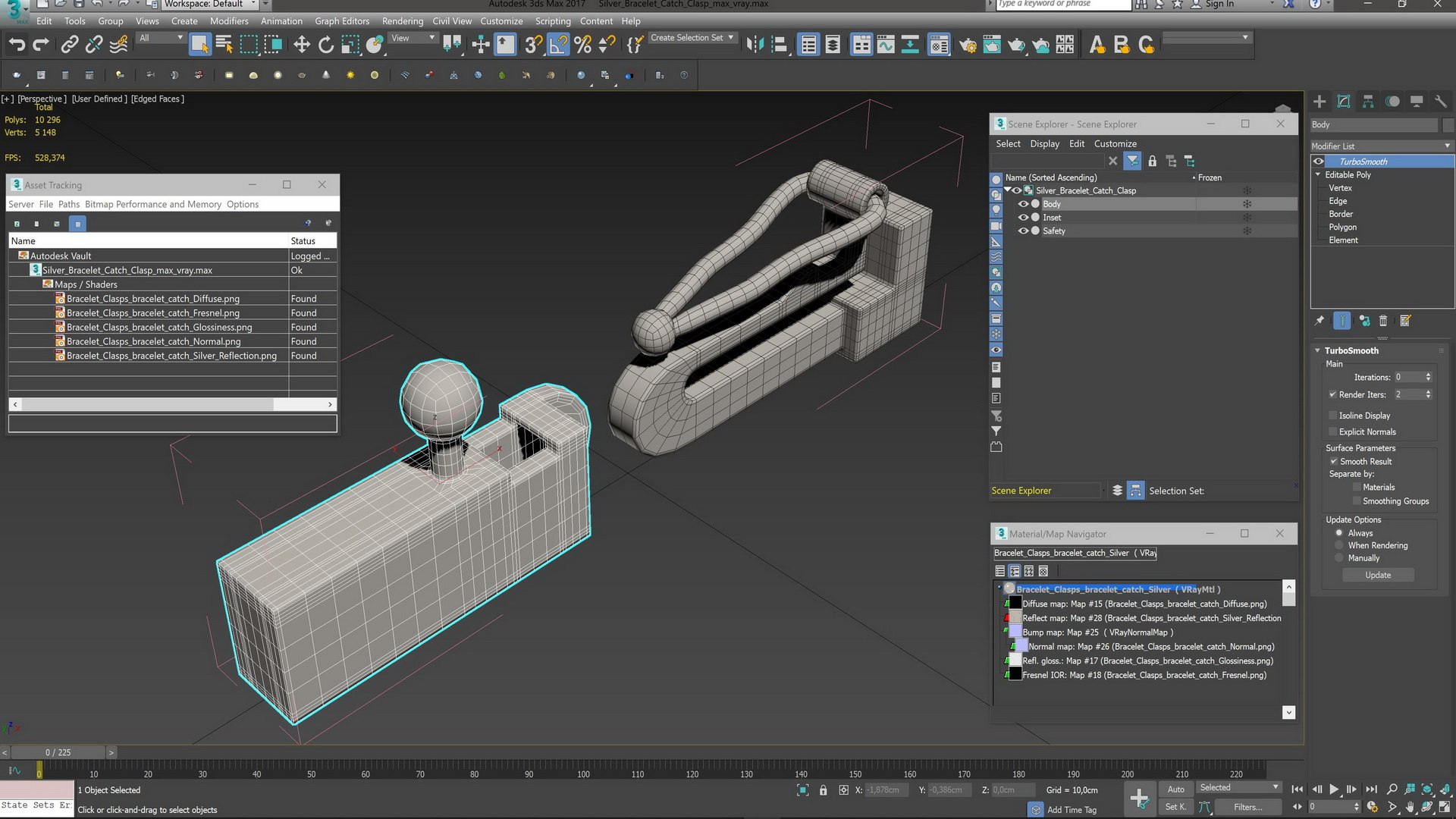 Silver Bracelet Catch Clasp 3D Model - TurboSquid 2123591