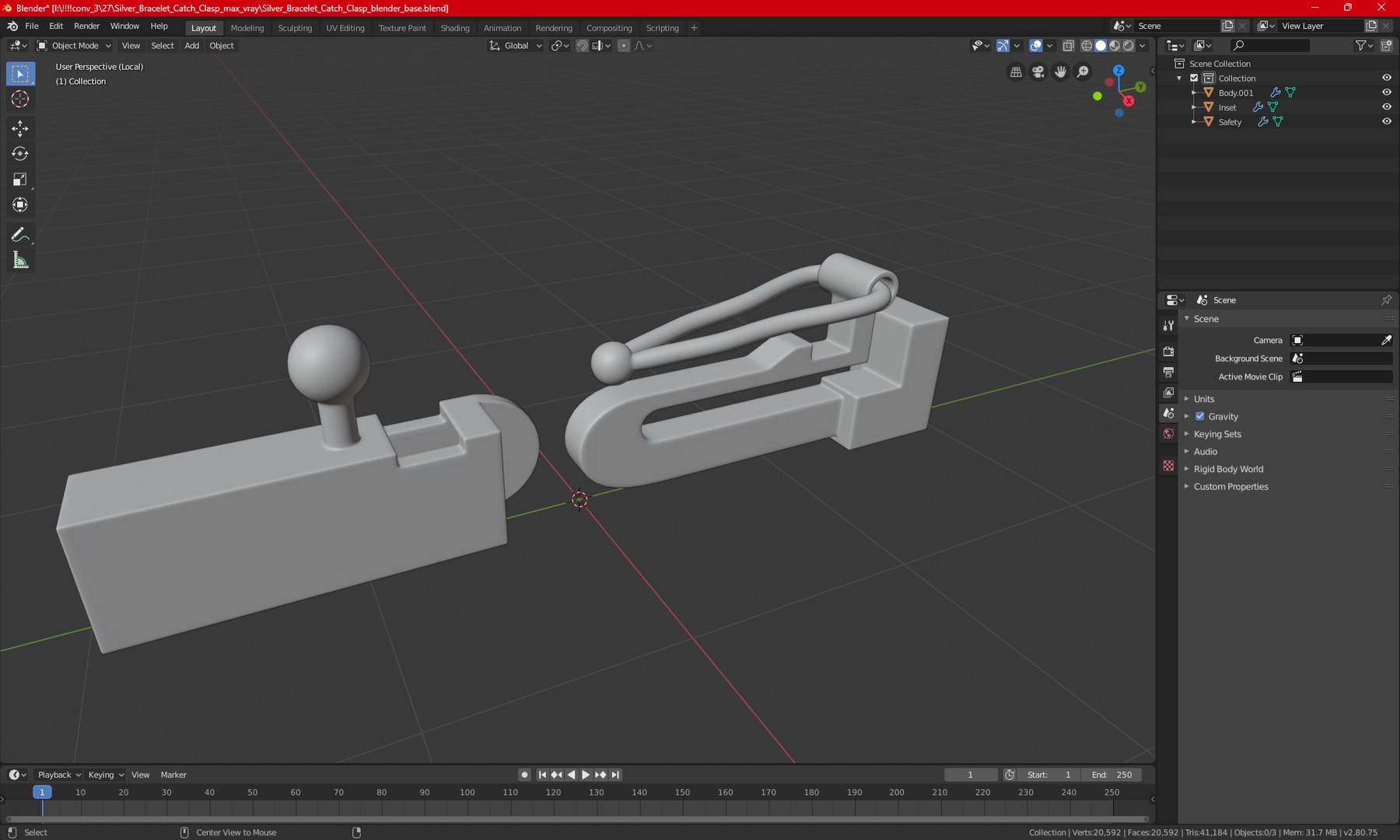 Silver Bracelet Catch Clasp 3D Model - TurboSquid 2123591