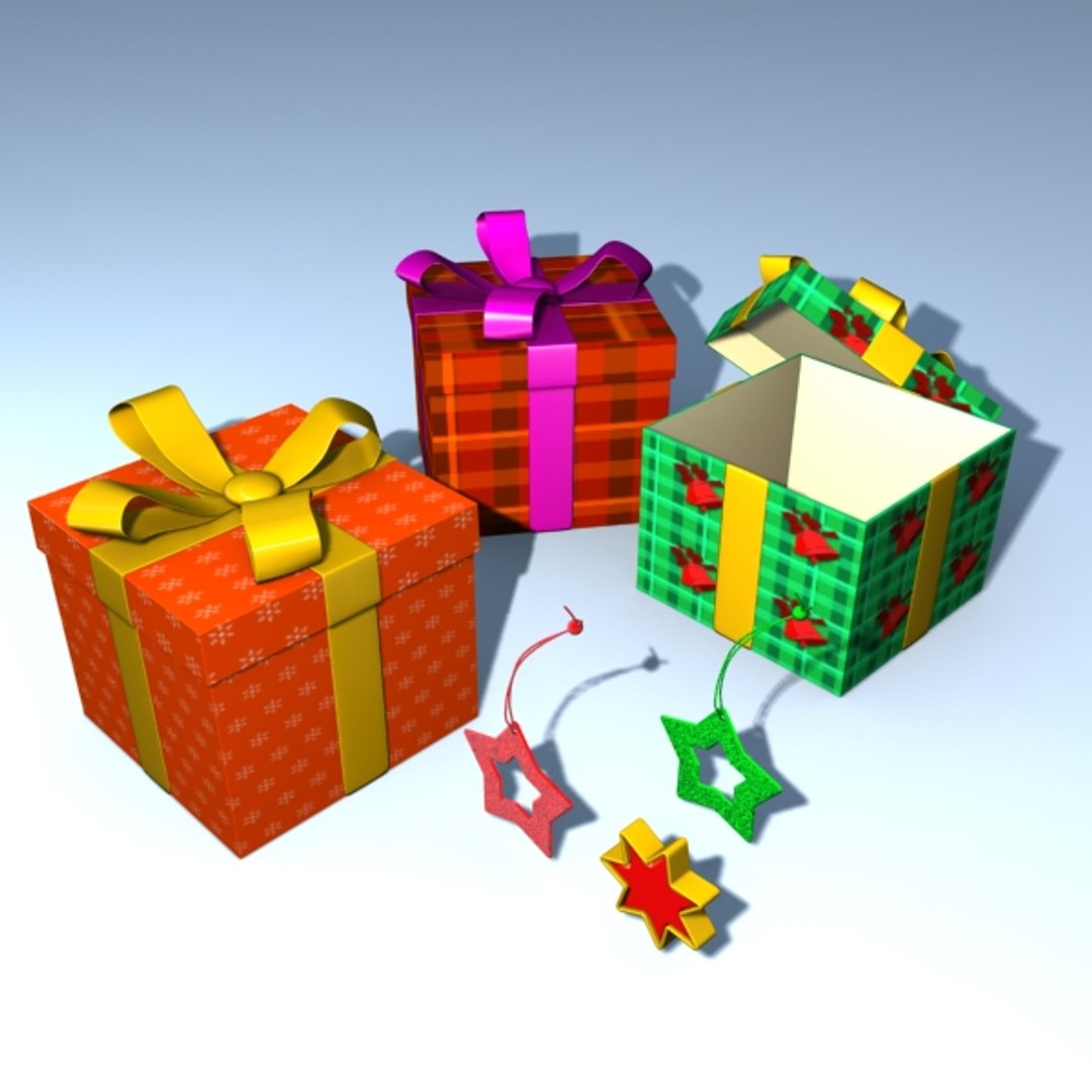 3d Model Of Christmas Set Box Gift