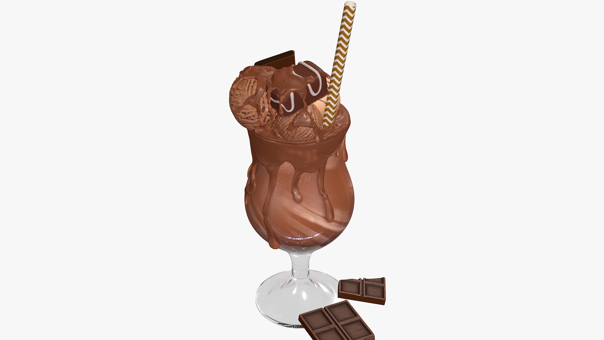 Realistic Ice Milkshake Drink Chocolate 3D - TurboSquid 2085793