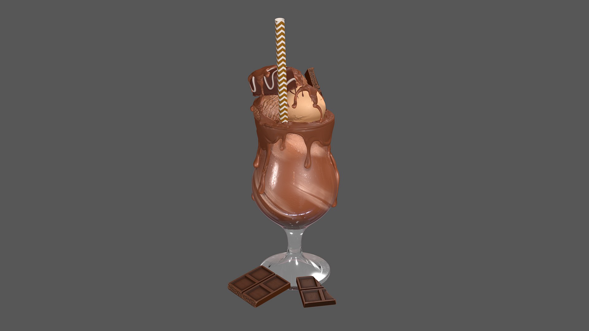Realistic Ice Milkshake Drink Chocolate 3D - TurboSquid 2085793