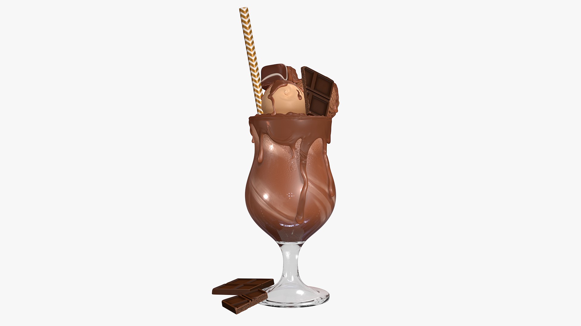Realistic Ice Milkshake Drink Chocolate 3D - TurboSquid 2085793