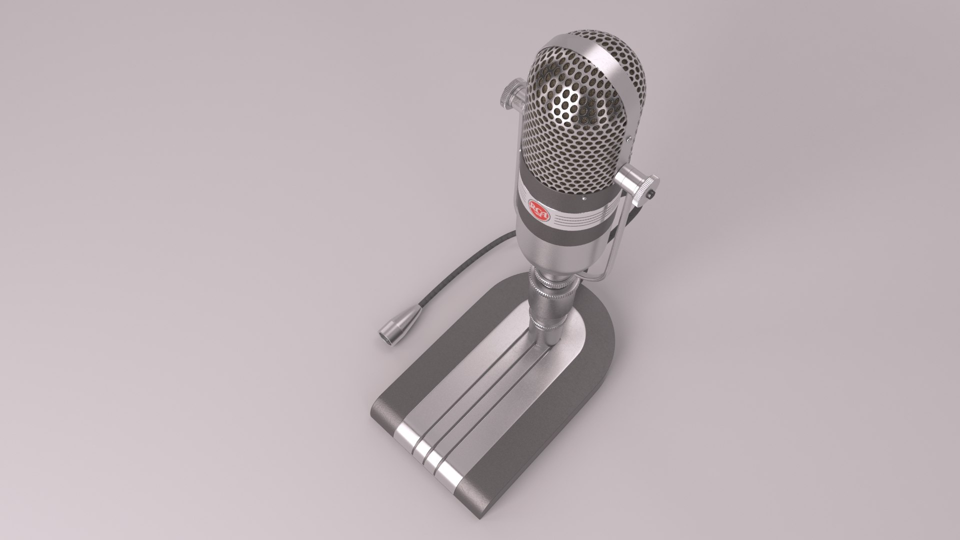 3D Model Studio Ribbon Retro Microphone On A Stand RCA Type 77 ...