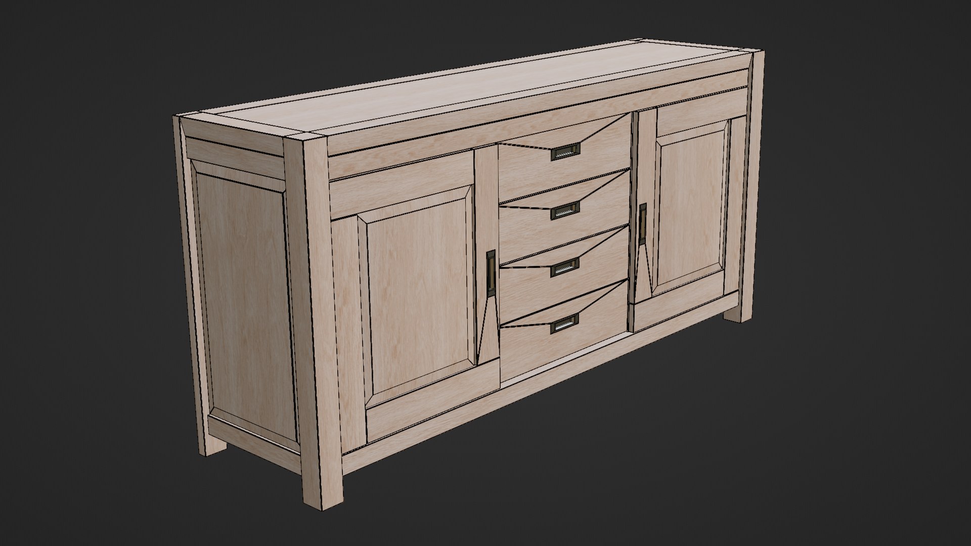3D Model Oak Sideboard - TurboSquid 1961715