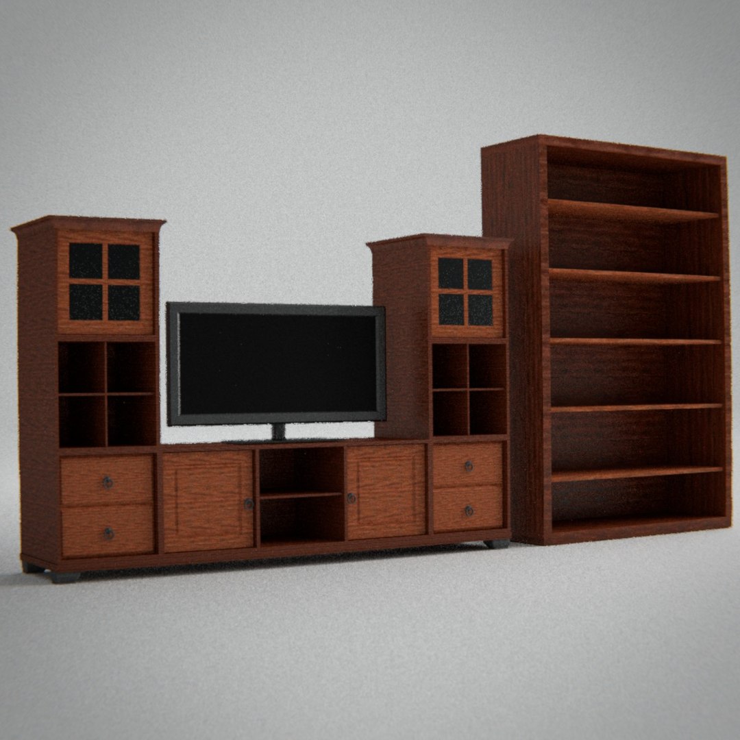 3d low-poly tv stand shelf