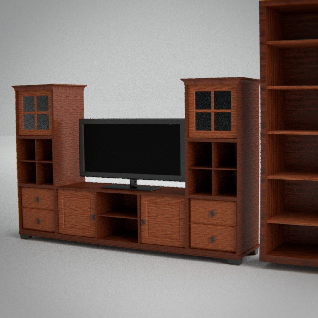 3d low-poly tv stand shelf