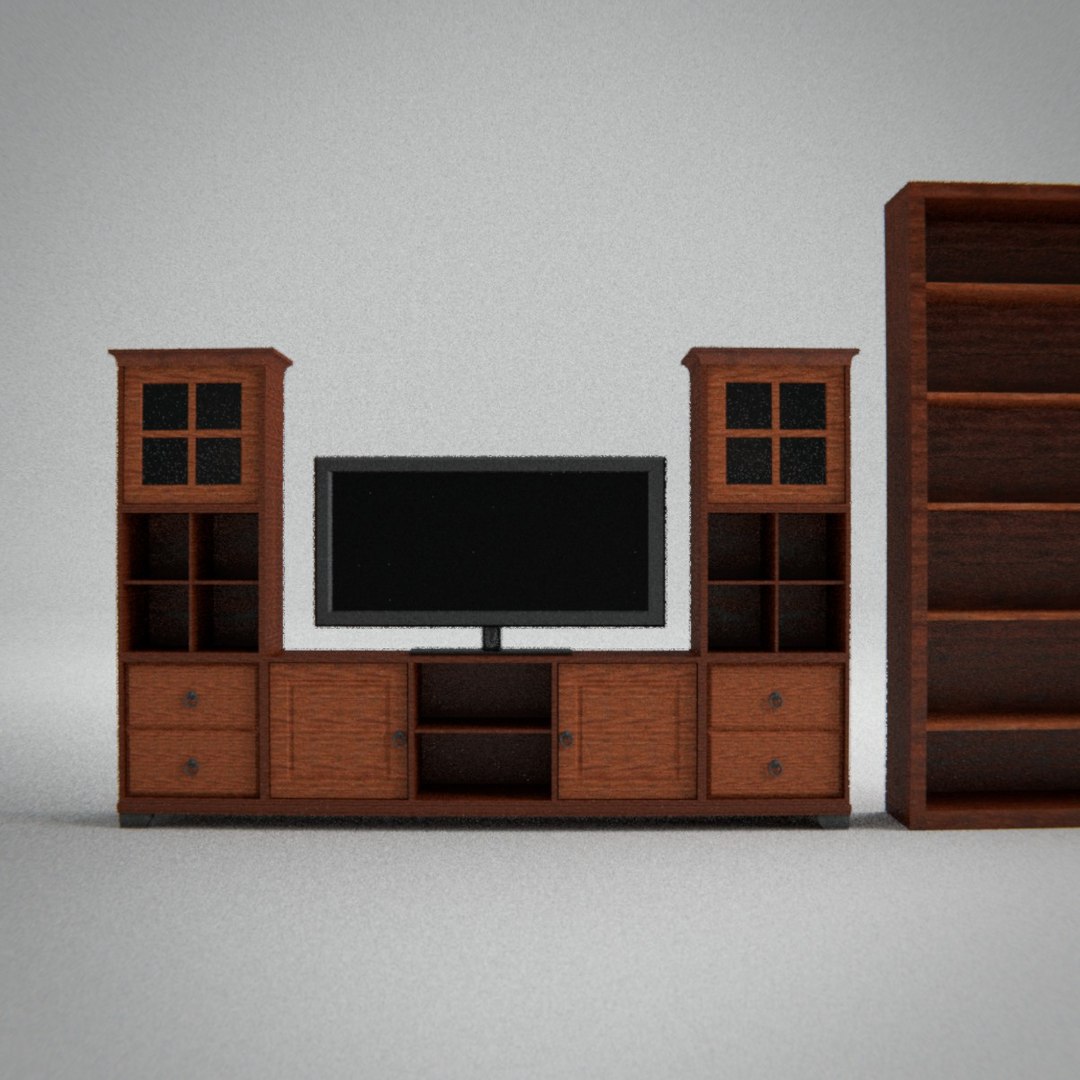 3d low-poly tv stand shelf