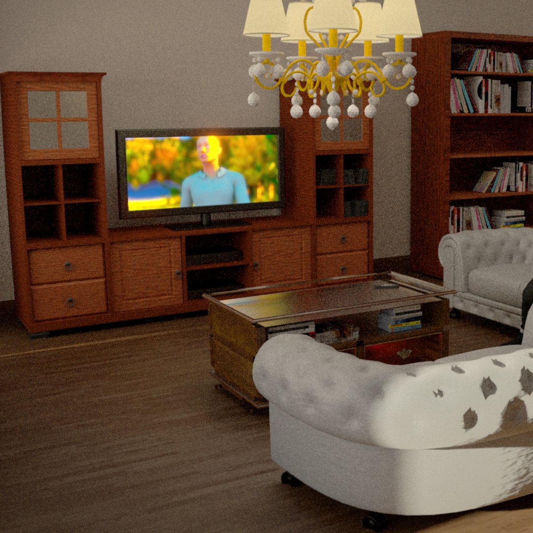 3d low-poly tv stand shelf