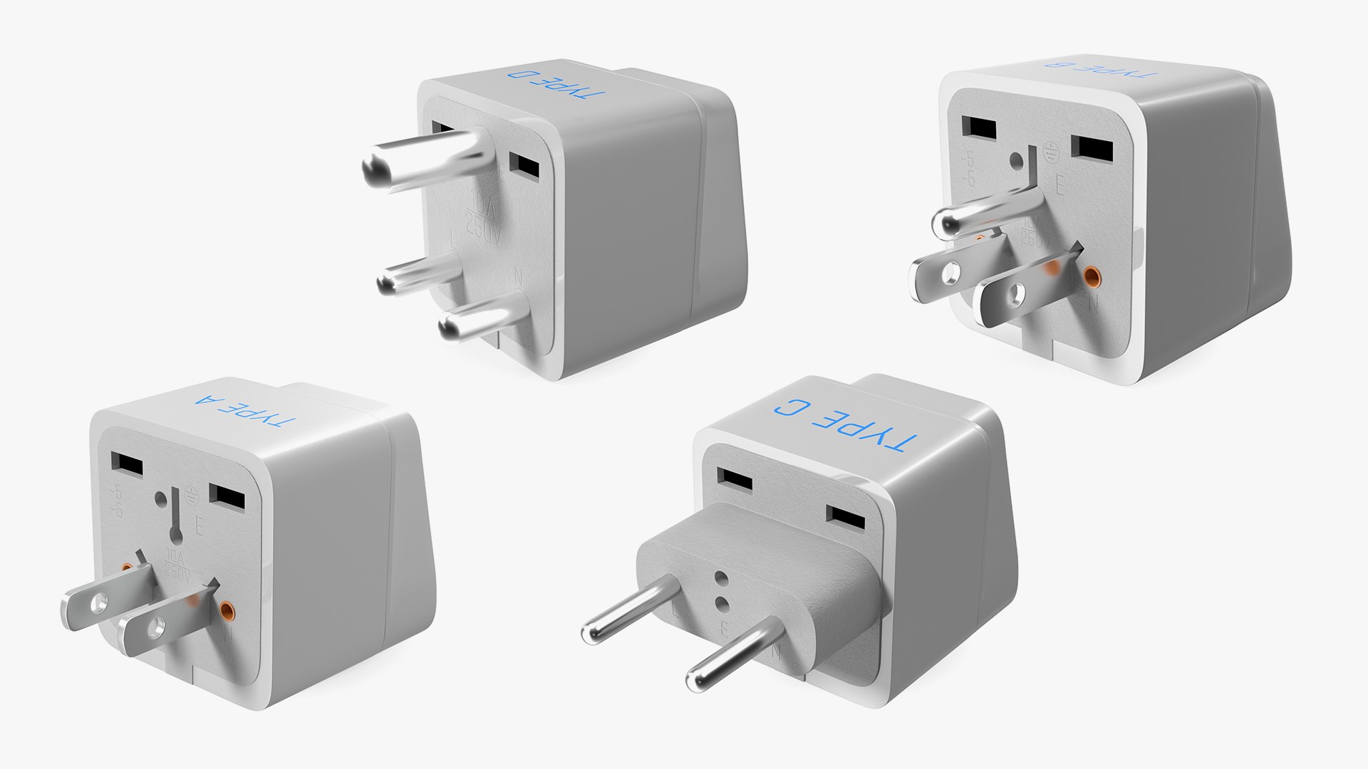 Travel Plug Adapters Collection 2 3D model - TurboSquid 2096318