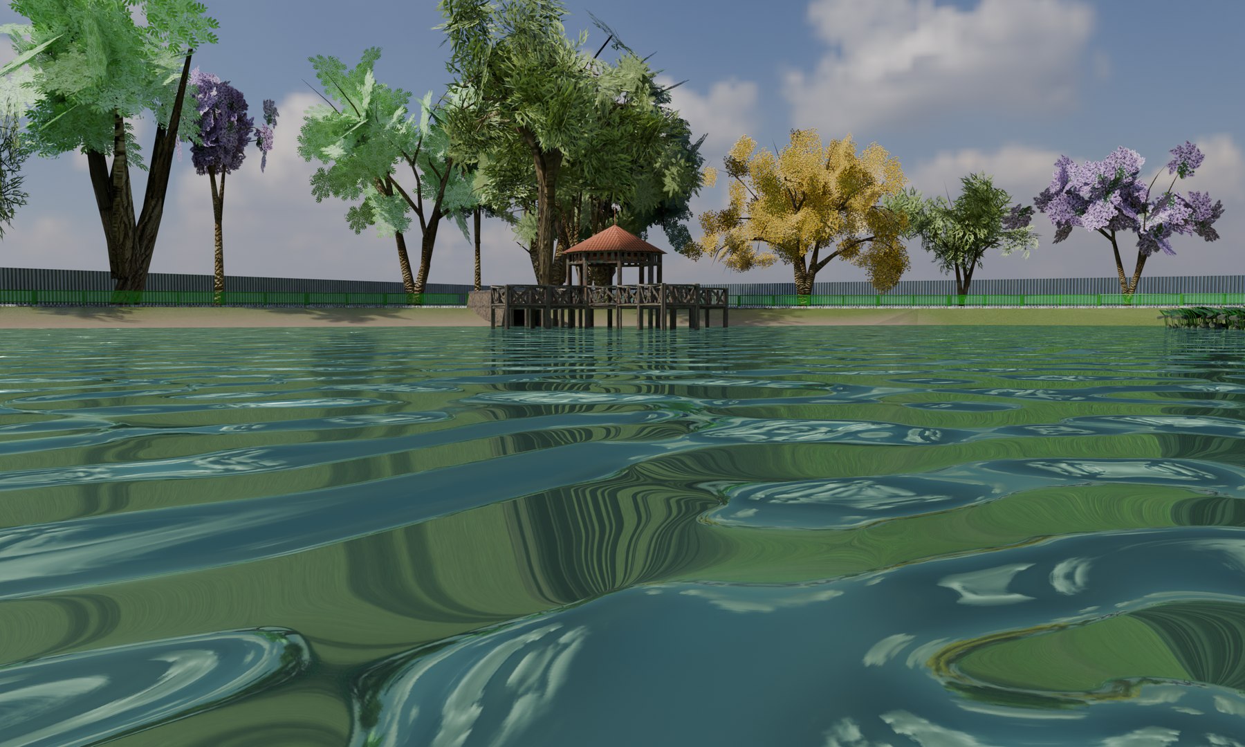 Park With Lake Model - TurboSquid 2274592