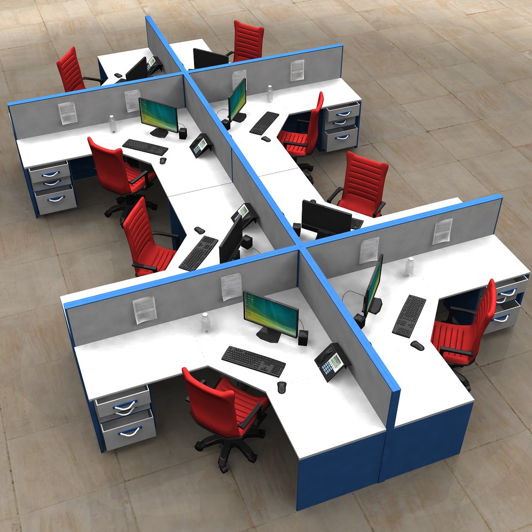 3d cubicle desk model