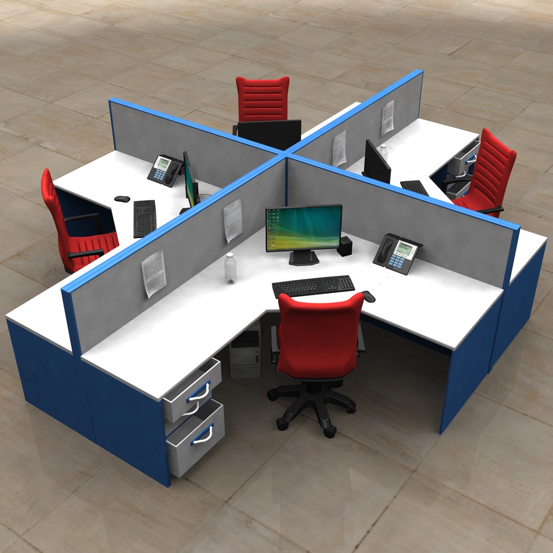 3d cubicle desk model