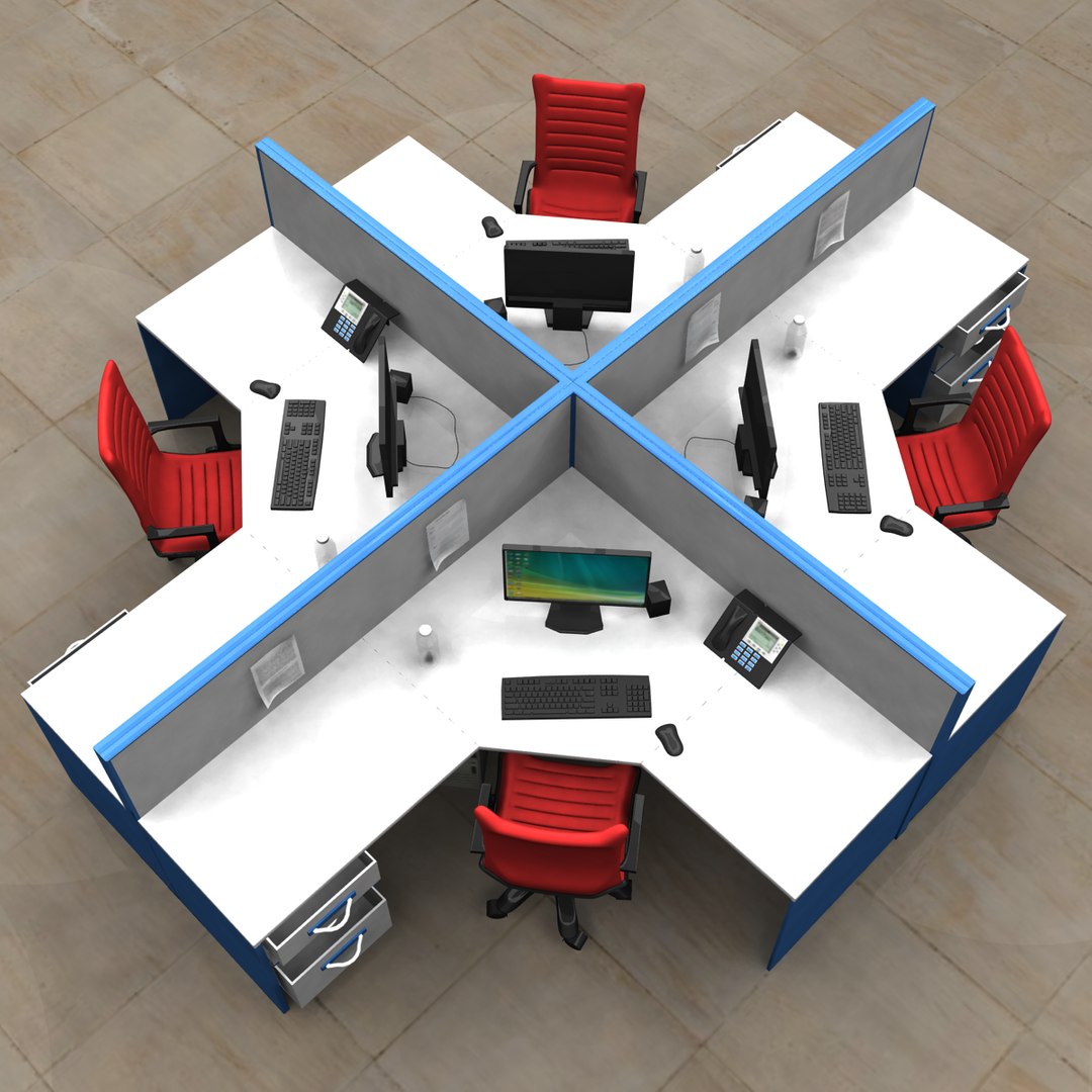3d cubicle desk model