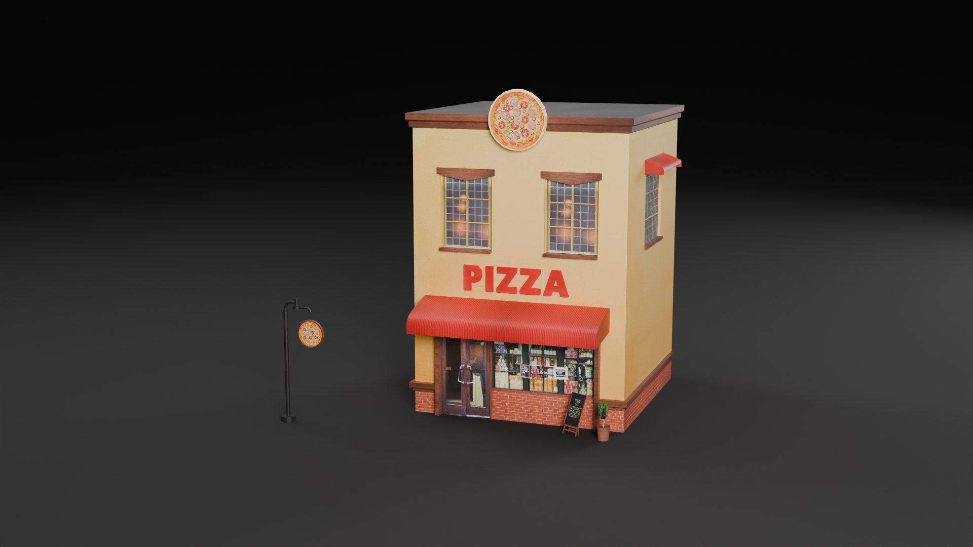 Low Poly Pizzeria Restaurant Model - TurboSquid 2344233
