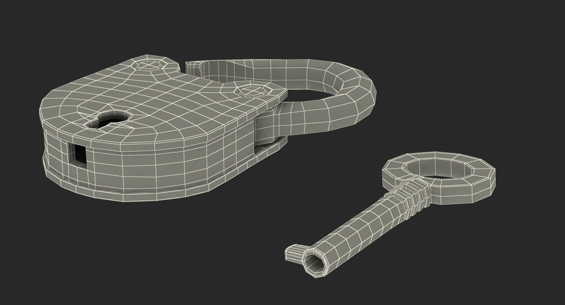 3D Vintage Brass Padlock Skeleton Key - TurboSquid 1222971