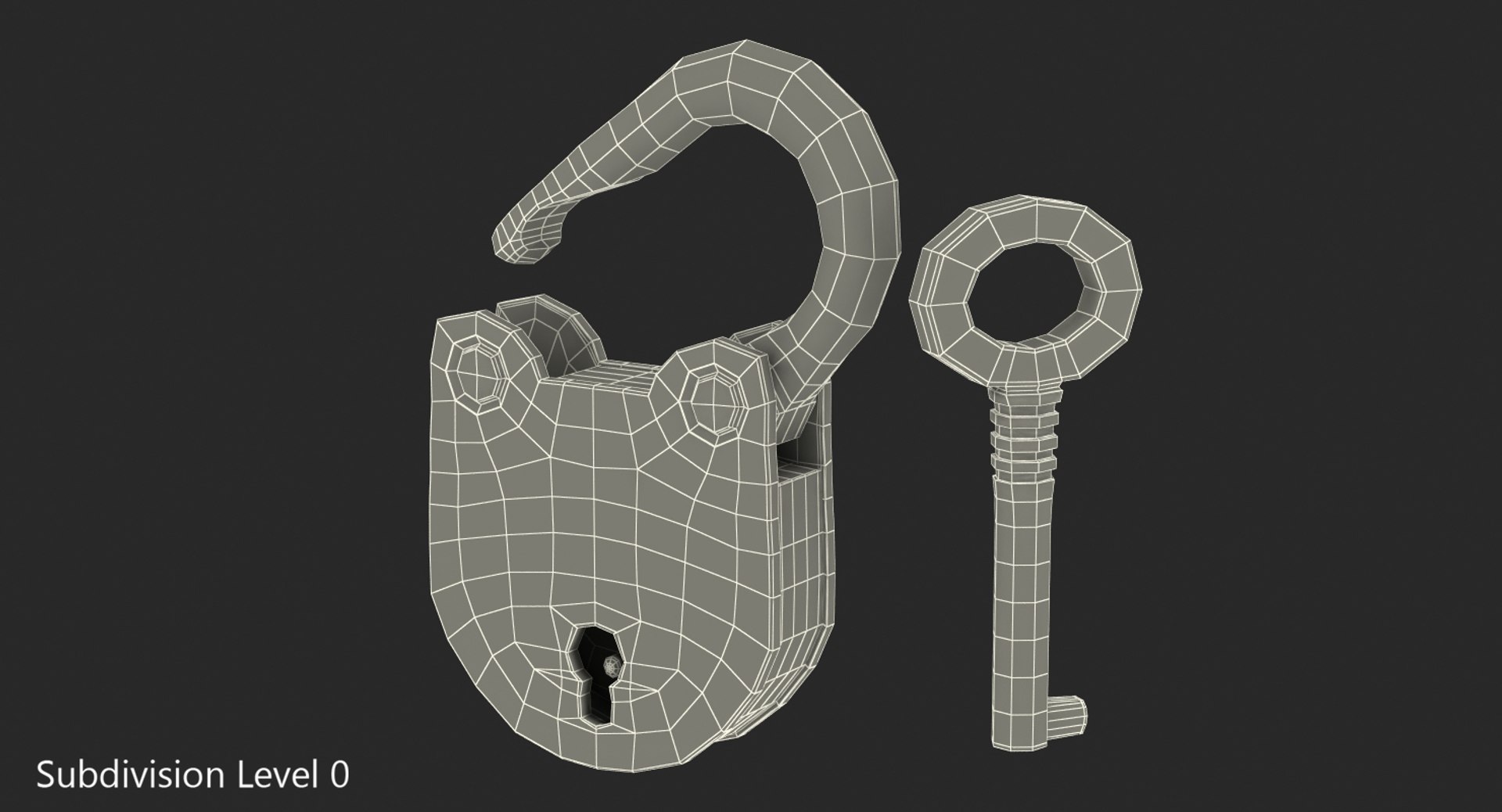 3D Vintage Brass Padlock Skeleton Key - TurboSquid 1222971