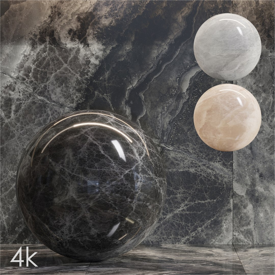 Cifre Ceramica Set 20 - Lixium Marble Bundle - Black Gray And Cream - 4k Textures - TurboSquid ...