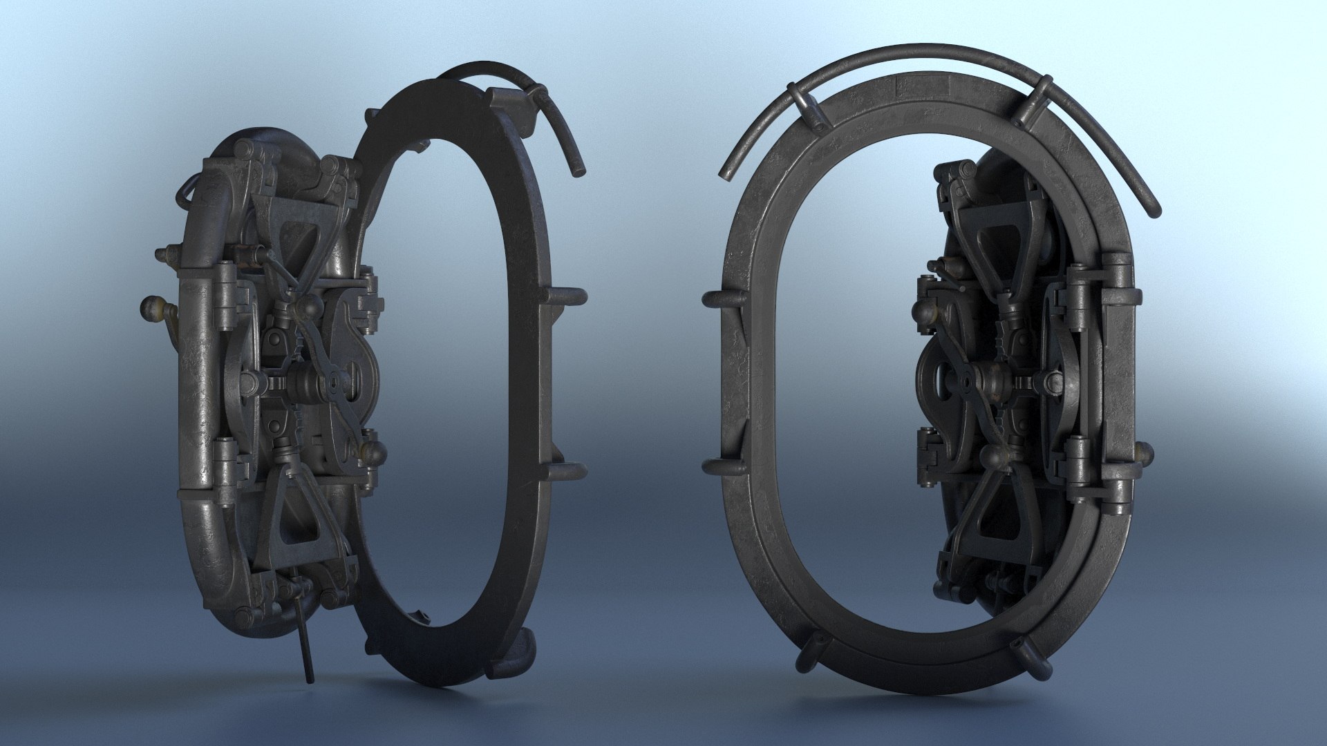 Oval Submarine Hatch With Window Black 3D Model - TurboSquid 2396057