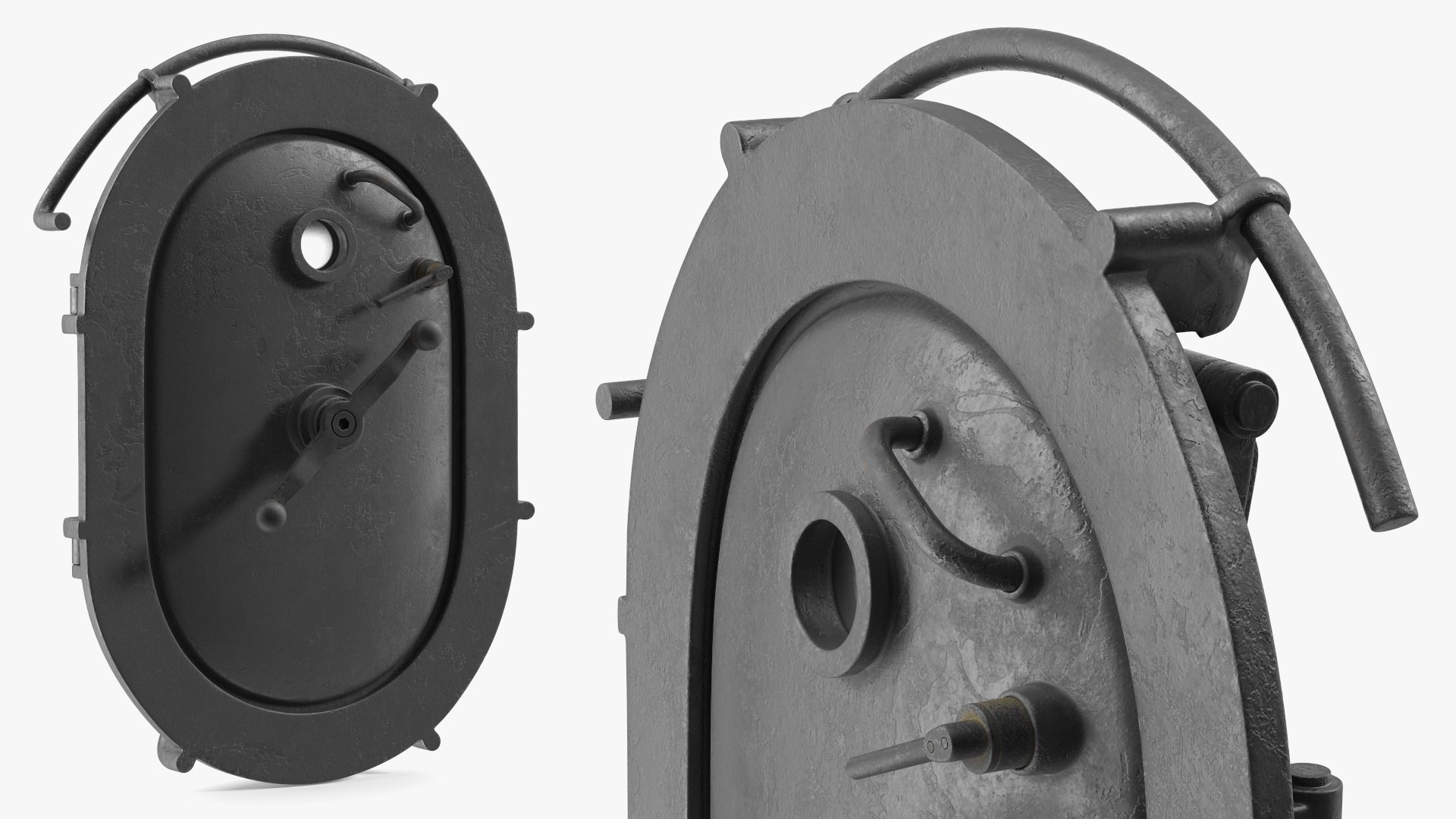 Oval Submarine Hatch With Window Black 3D Model - TurboSquid 2396057