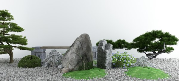 modelo 3d New Chinese style garden landscape sketch model - TurboSquid ...