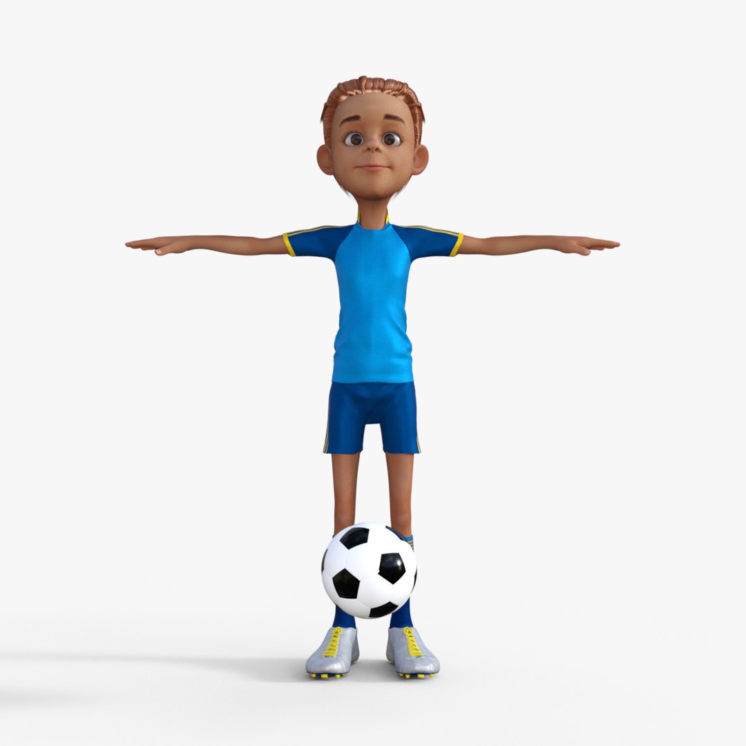 3D Cartoon Footballer Rigged Model - TurboSquid 2197135