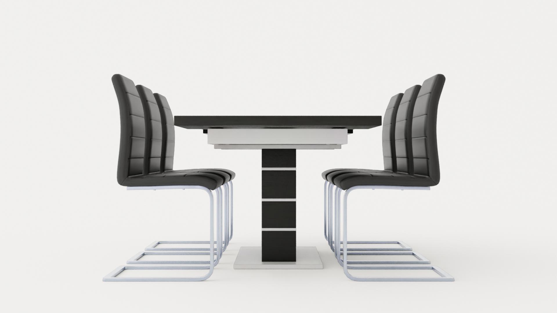 Machan Food Group 140 Cm With 6remus Chair Black And White 3D Model ...