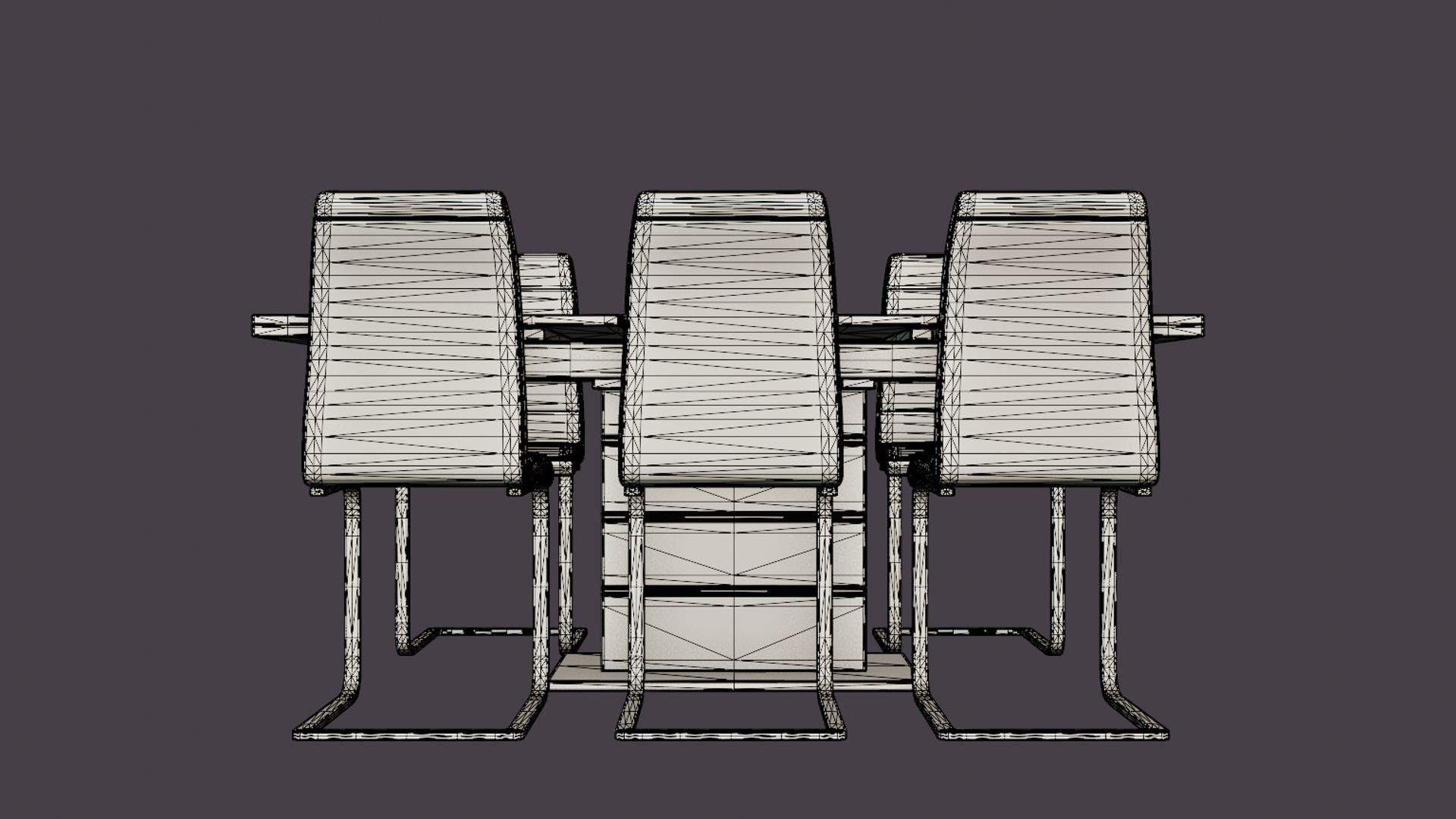 Machan Food Group 140 Cm With 6remus Chair Black And White 3D Model ...